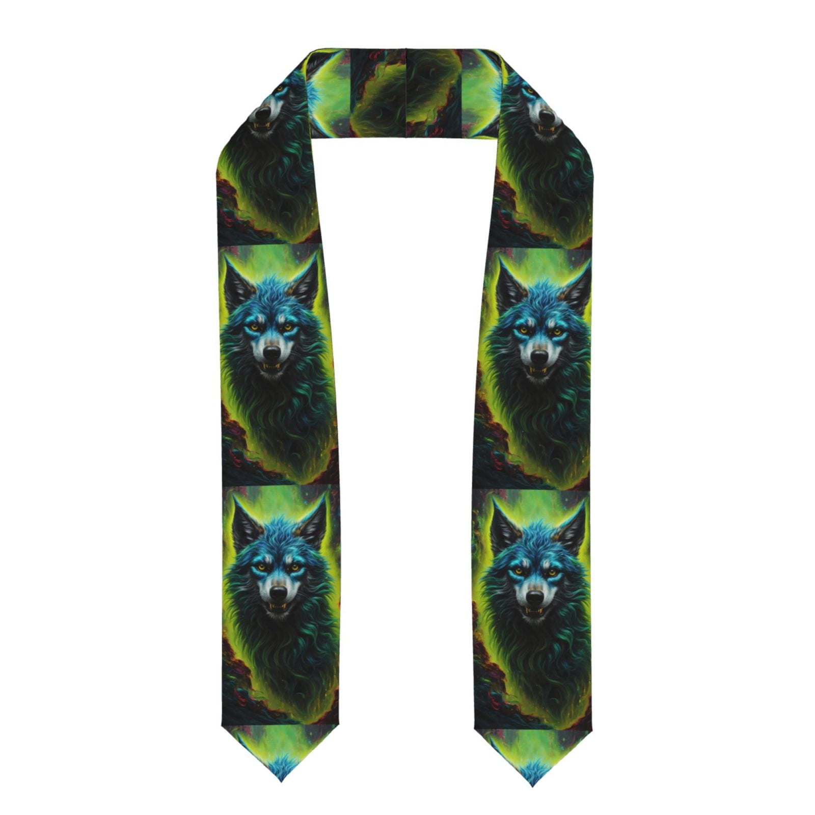 Fuzoiu Fluorescent Wolf Print Graduation Sash,Graduation Stole,Unisex ...