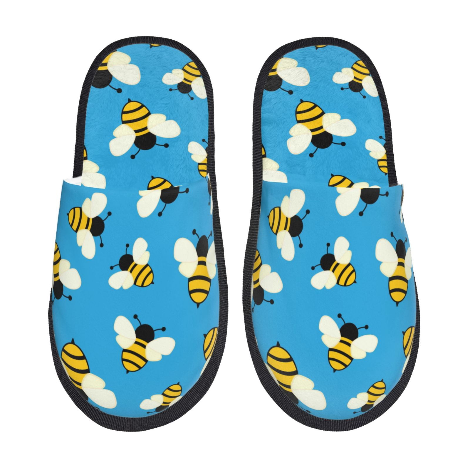 Fuzoiu Flying Bees Print Unisex Furry Slippers,Plush Indoor Shoes ...