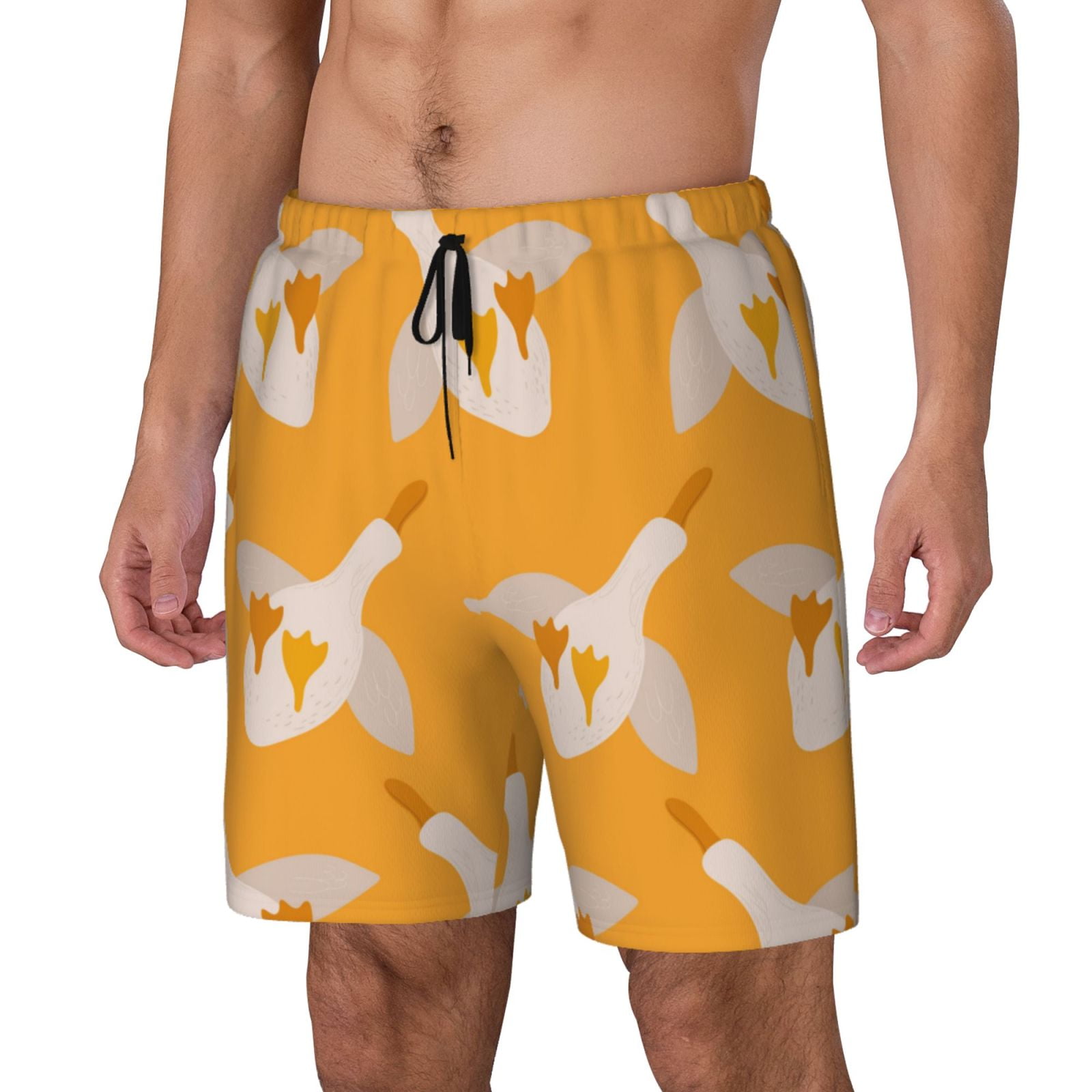Fuzoiu Flying Ducks Print Men's Swim Shorts,Quick-Dry Double-Layer Swim ...