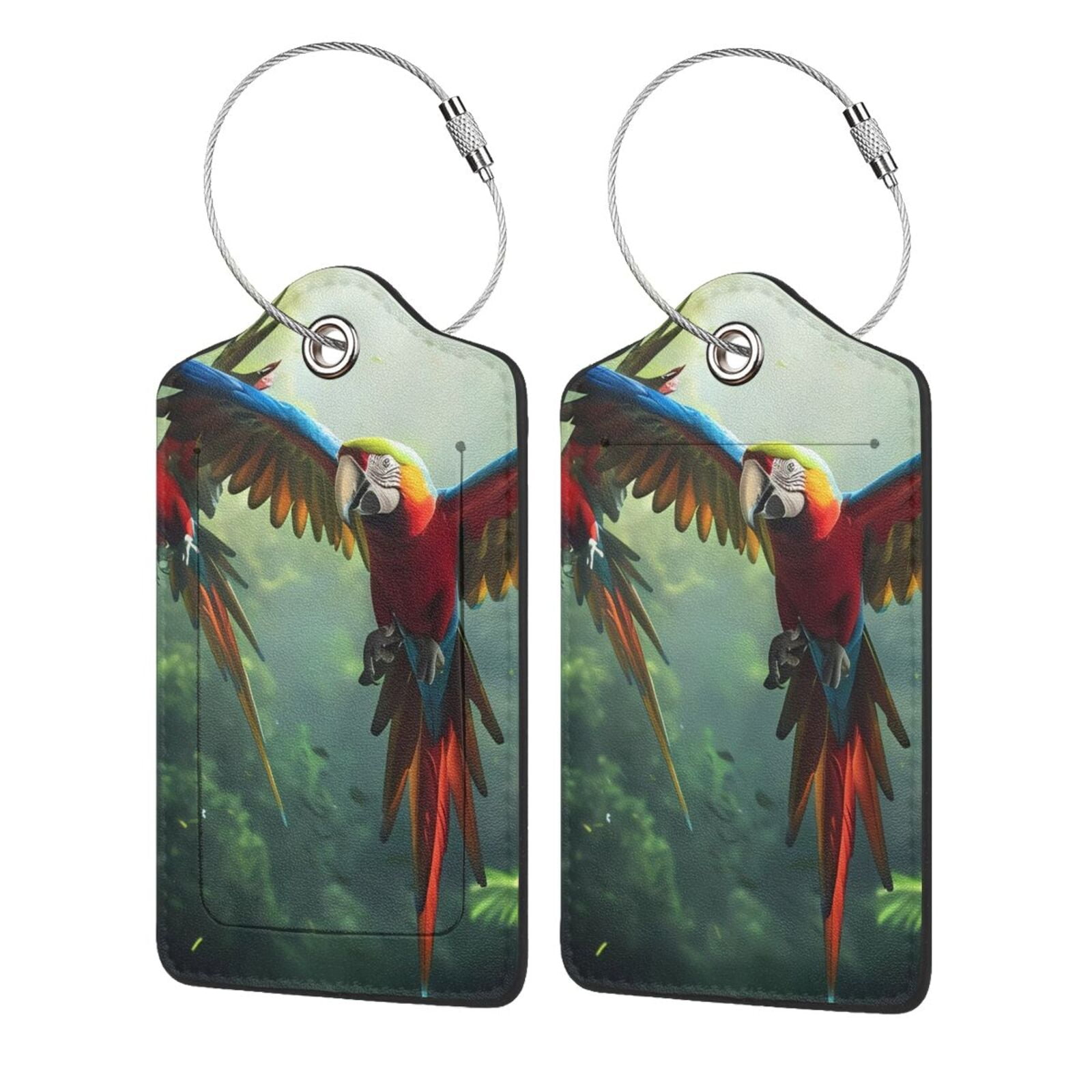Fuzoiu Flying Parrots In Jungle Print Premium Leather Luggage Tag ...