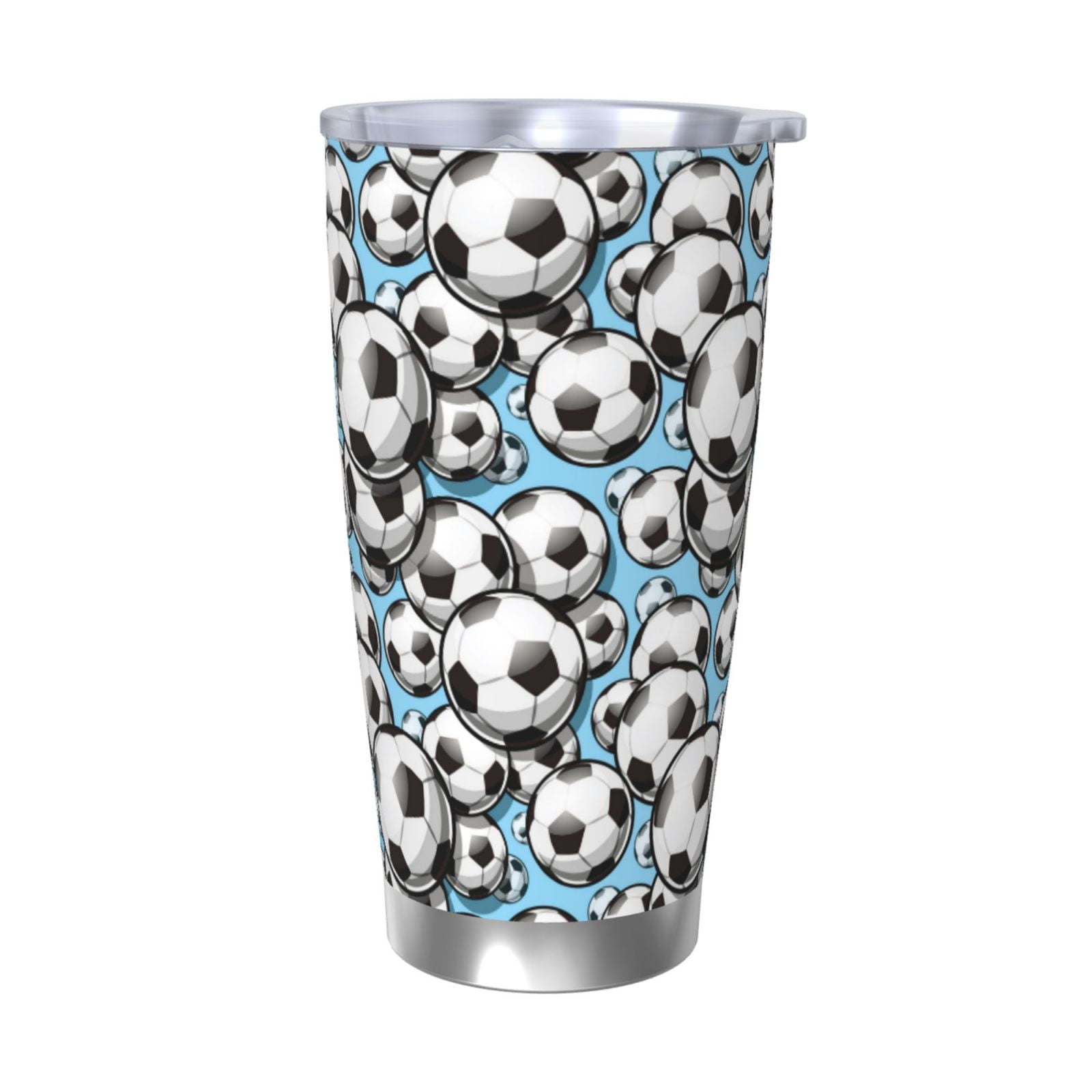 Fuzoiu Football Soccer Ball Print 20oz Tumbler, Stainless Steel Vacuum ...