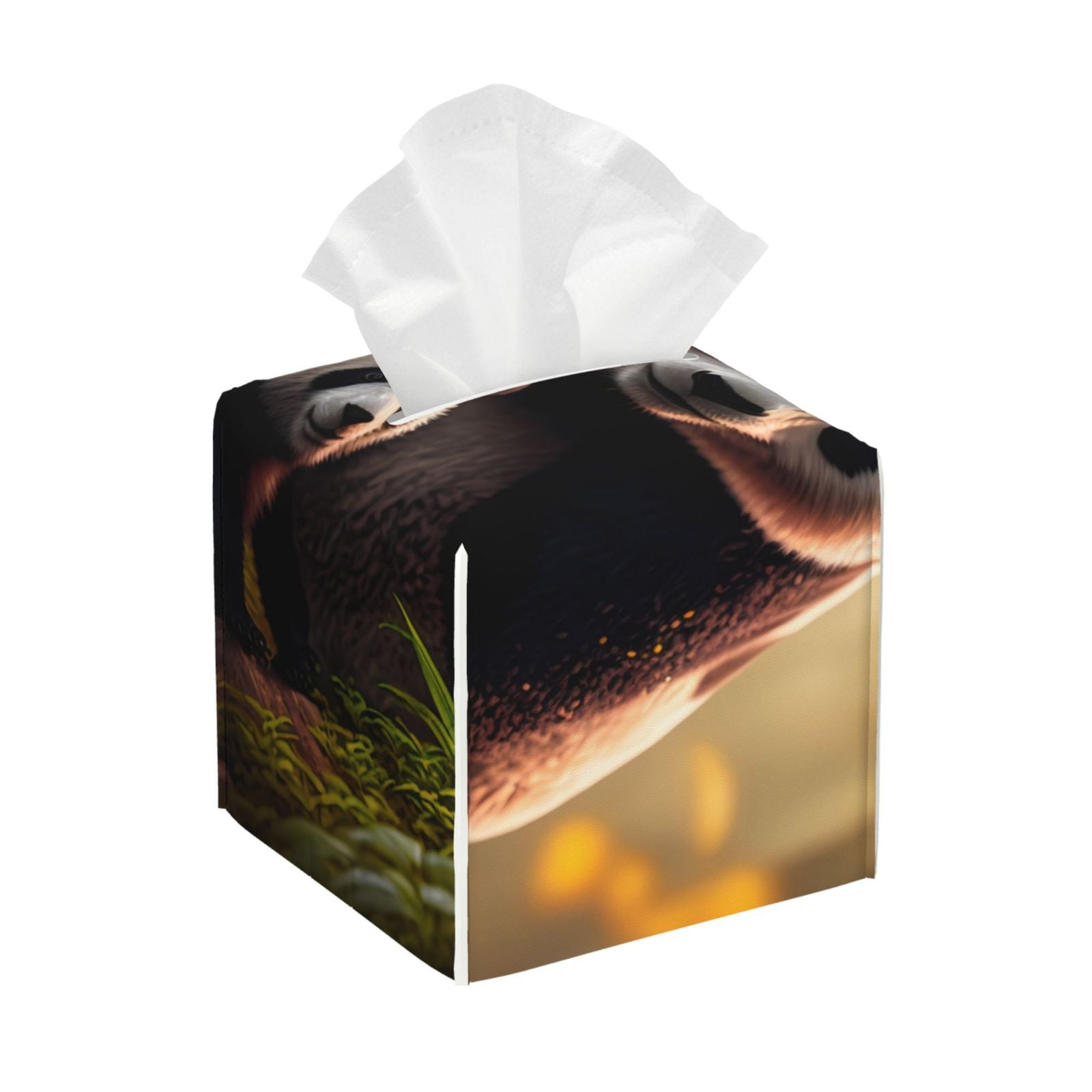 Fuzoiu Forest Panda Print Tissue Box Cover Holder, Square Leather ...