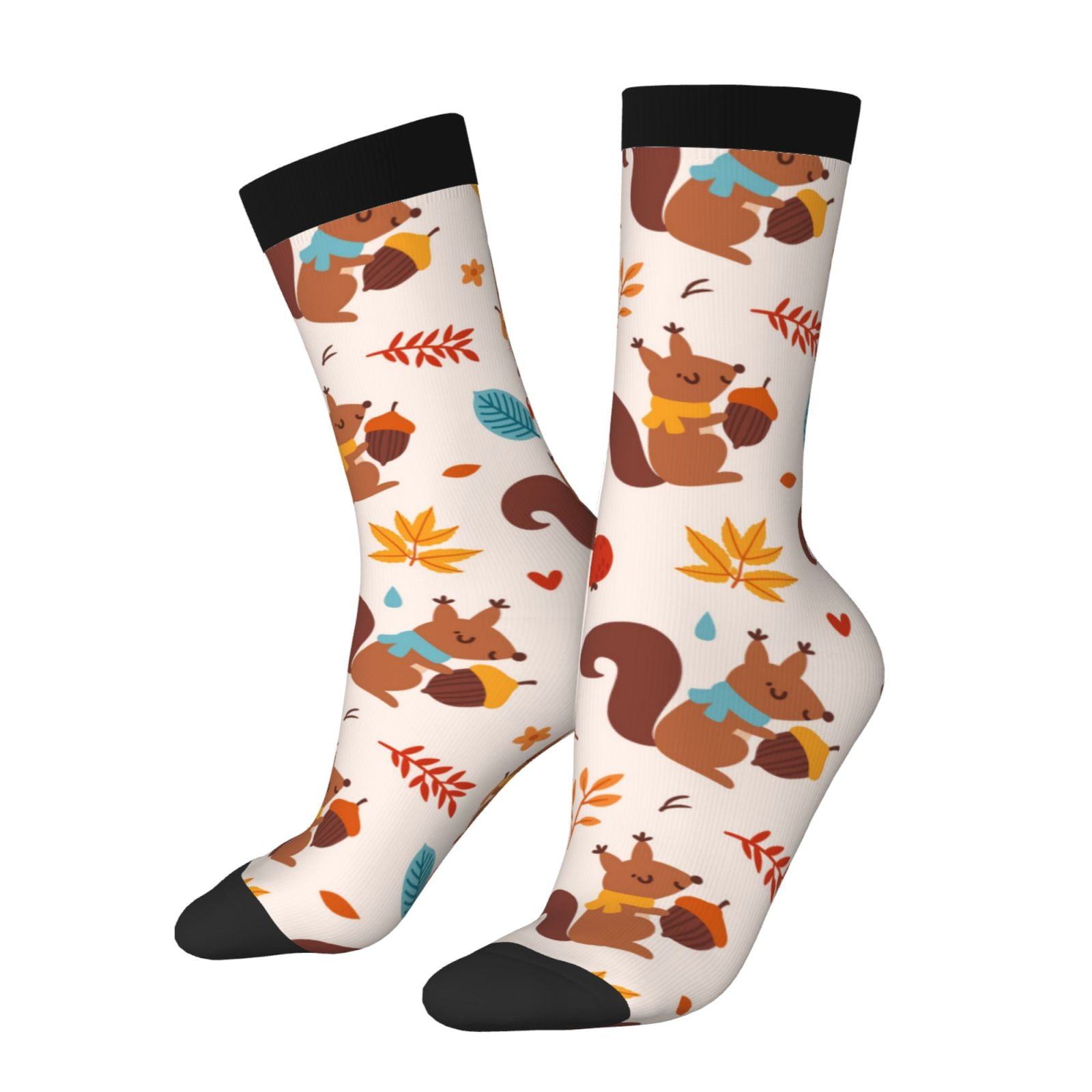Fuzoiu Forest Squirrel Nuts Print Athletic Crew Socks for Men & Women,Casual Crew Socks,Above ...