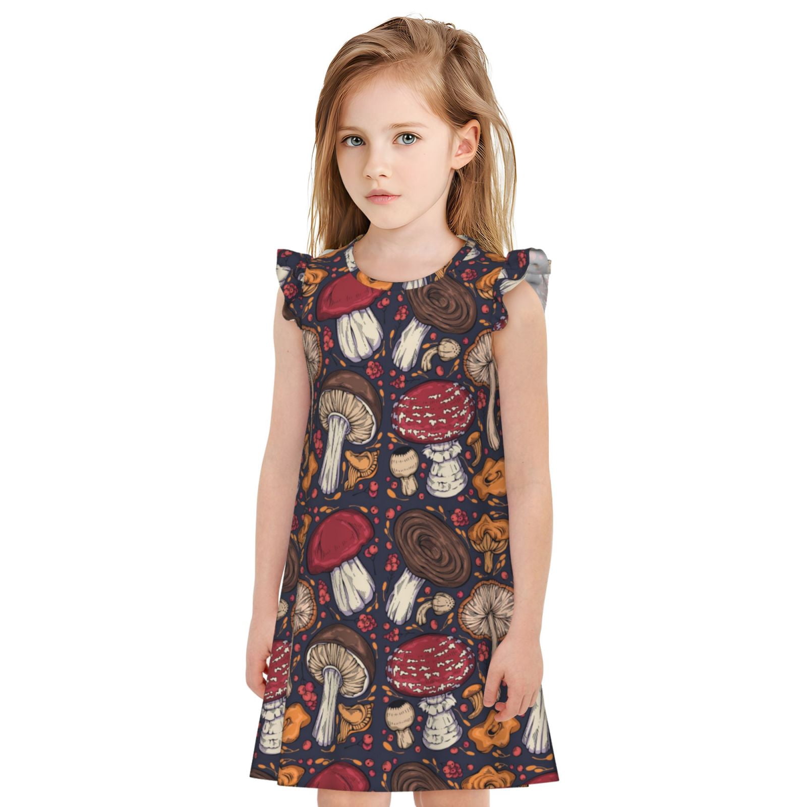 Fuzoiu Forest Wild Mushroom Print Girls' Nightgowns Pajamas Dress,Girls ...