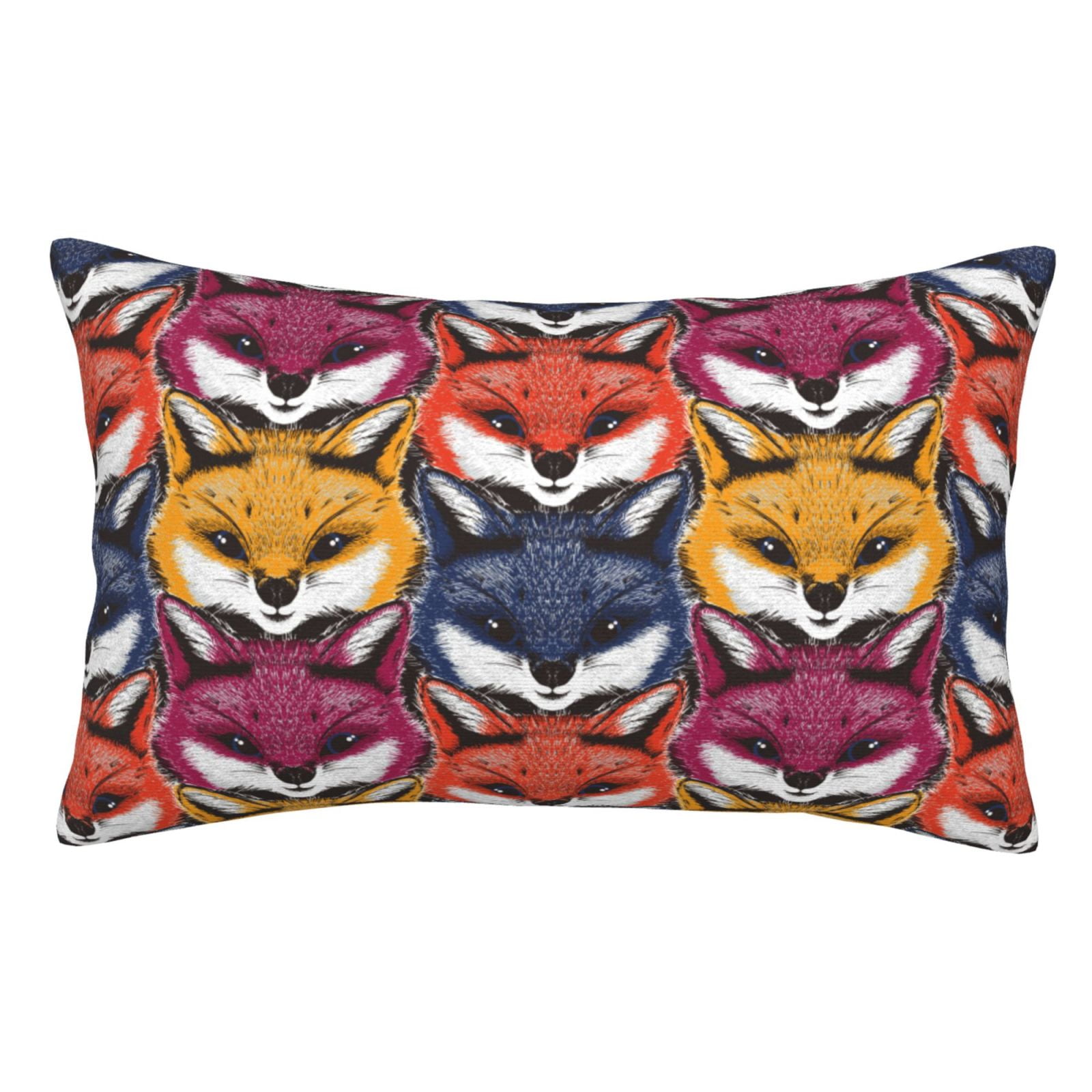 Fuzoiu Fox Face Print Pillow Case with Hidden Zipper,Pillow Covers,Soft ...