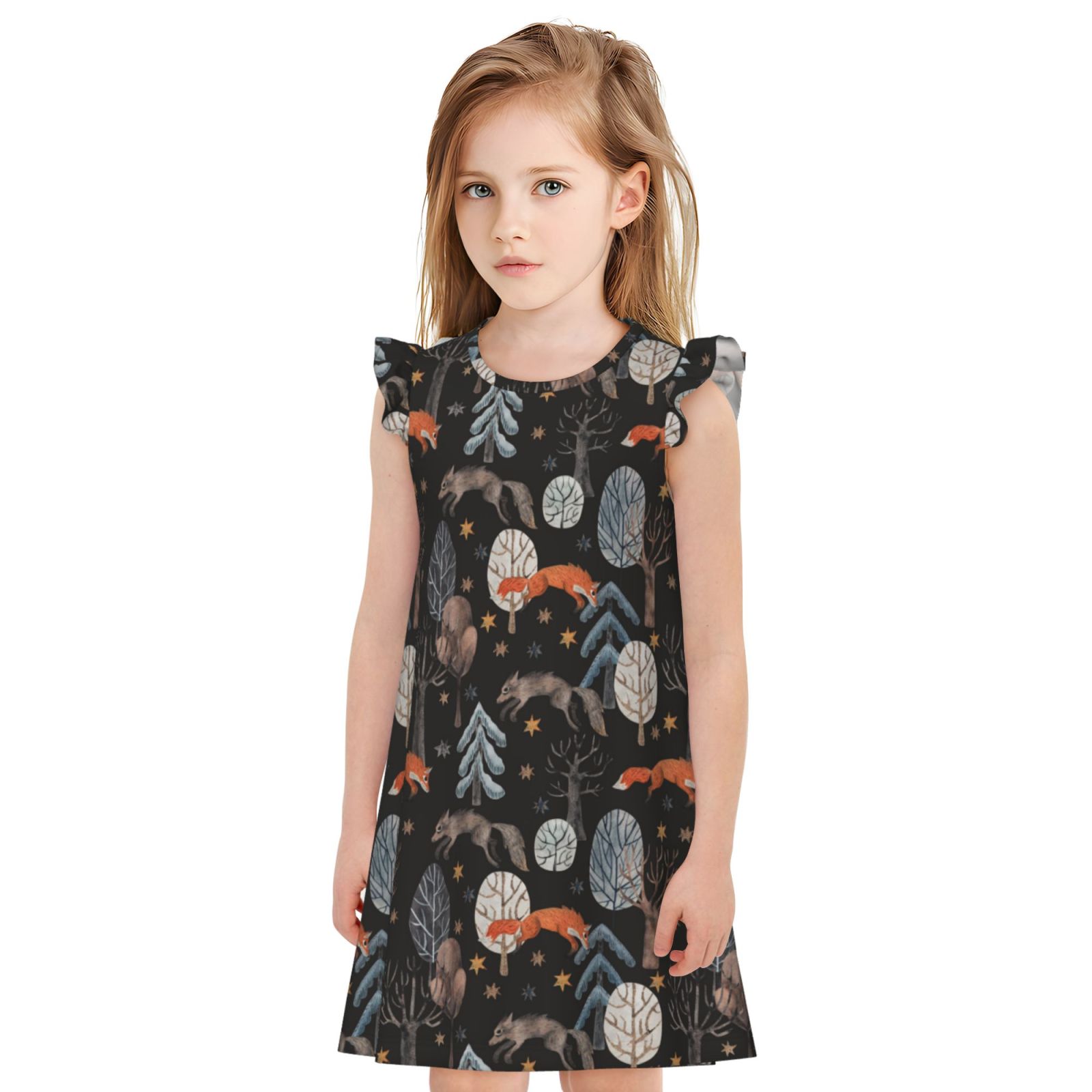 Fuzoiu Fox In The Forest Print Girls' Nightgowns Pajamas Dress,Girls ...