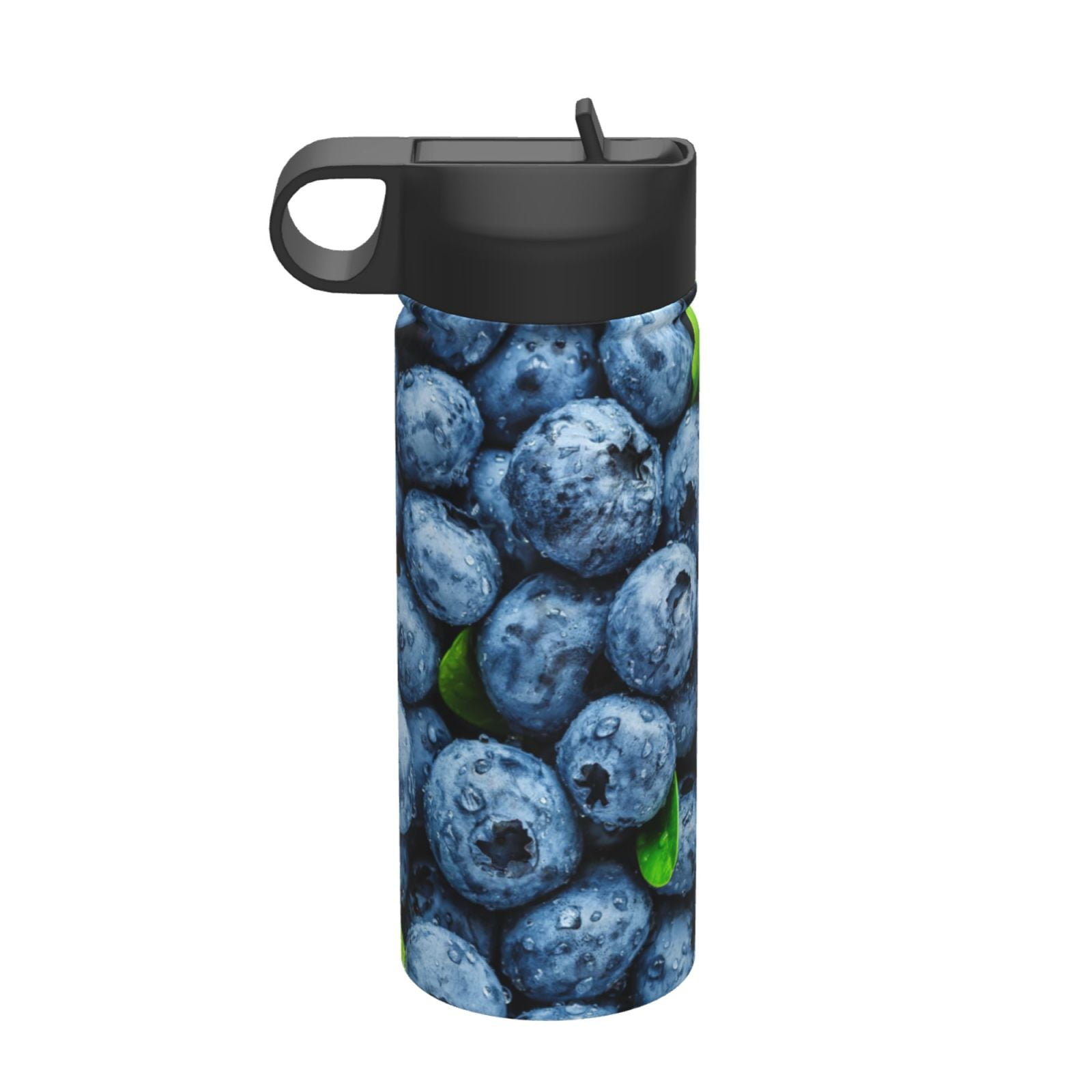 Fuzoiu Fresh Blueberries Print 18oz Insulated Sports Kettle, Outdoor ...