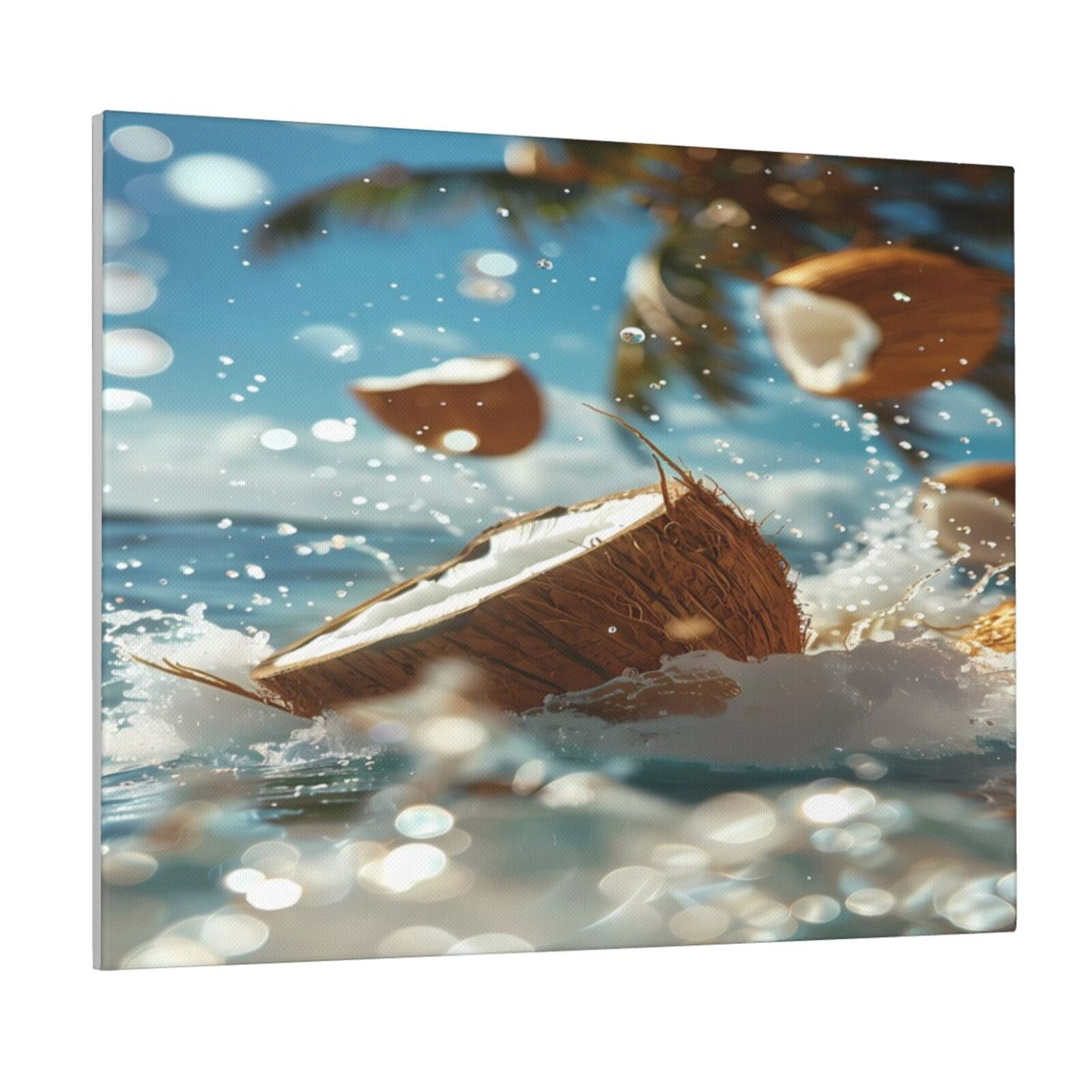 Fuzoiu Fresh Coconut Splash Print Canvas Wall Art for Bathrooms,Wall ...
