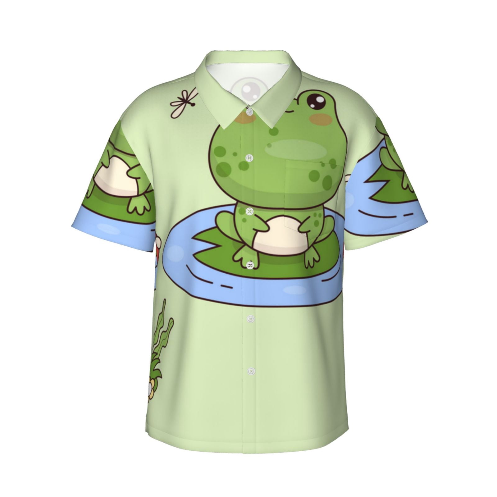 Fuzoiu Frog Amanita Mushroom Print Hawaiian Shirt for Men, Summer Beach ...