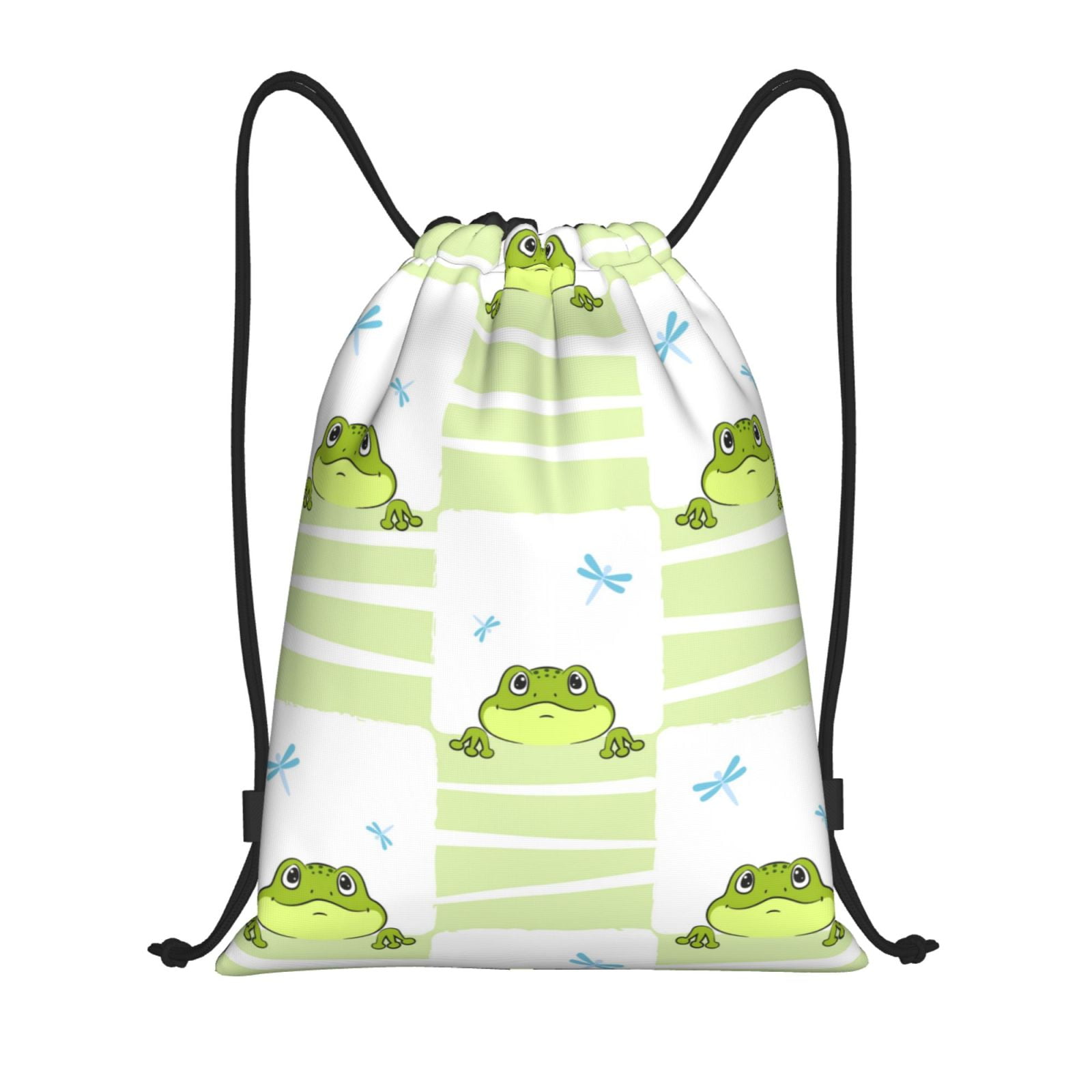 Fuzoiu Frogs and Dragonflies Print Drawstring Backpack for Gym, Travel ...