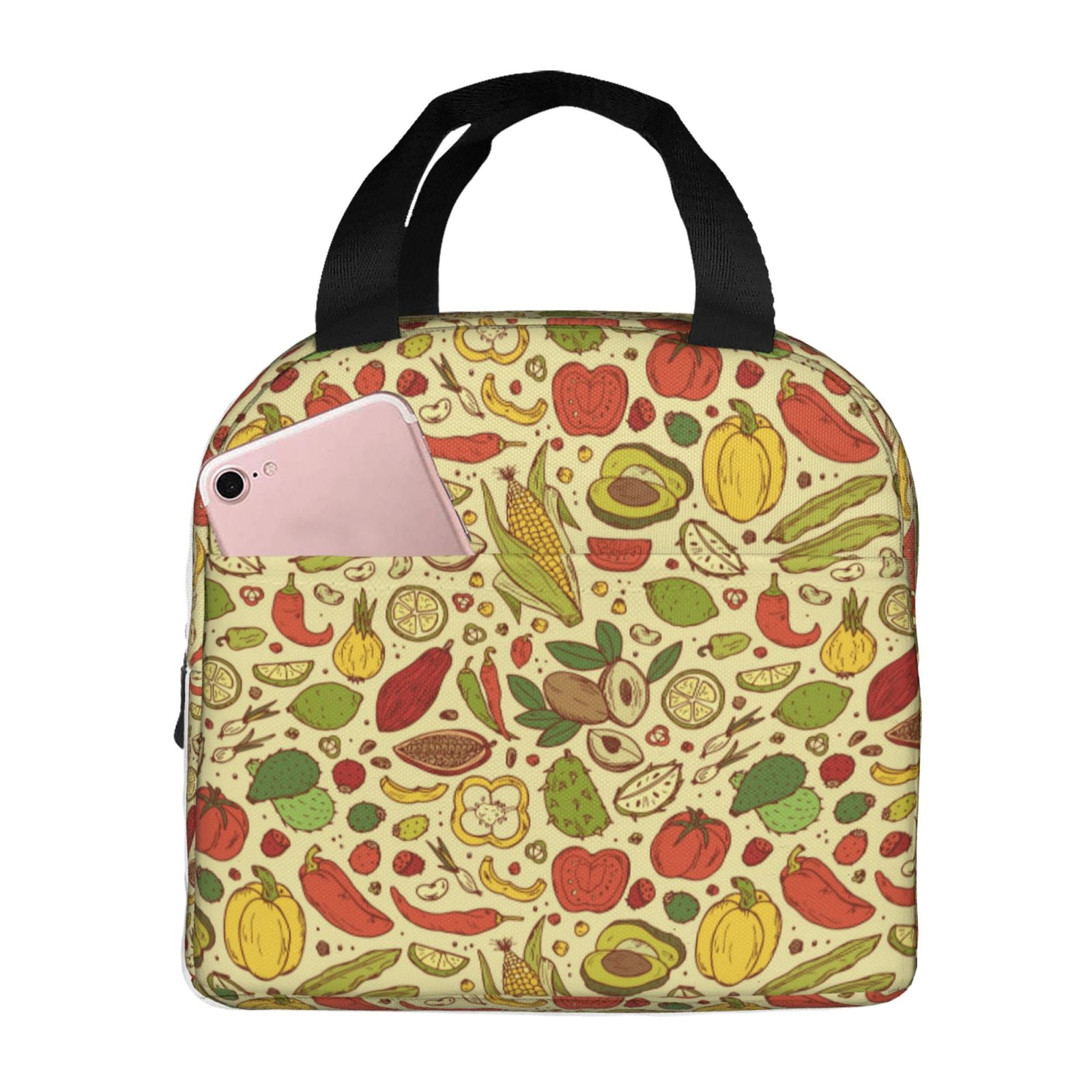 Fuzoiu Fruits And Vegetables Print Lunch Bag for Women & Men,Adult ...