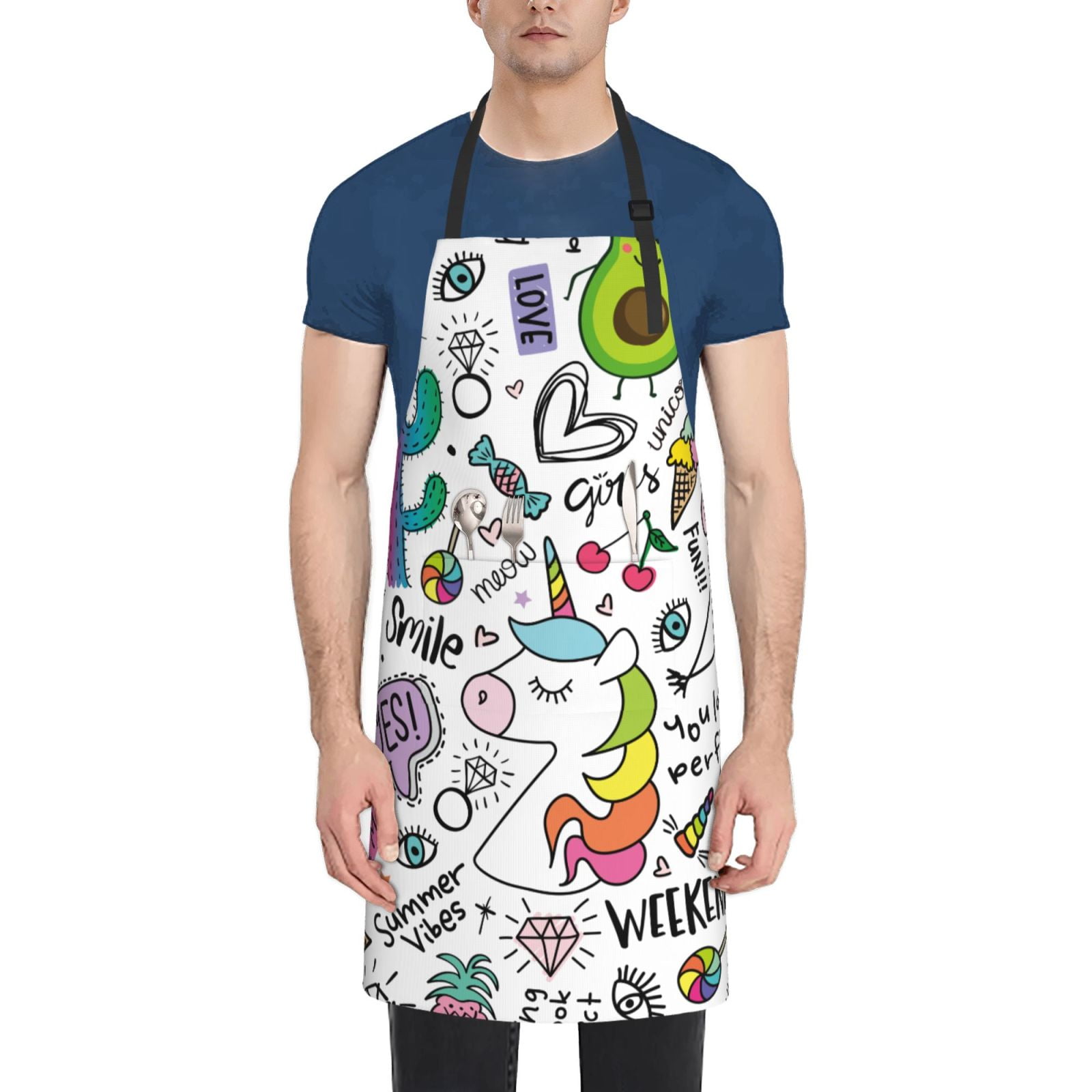 Fuzoiu Fun Animal with Unicorn Print Adjustable Waterproof Apron with ...