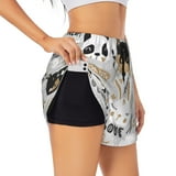 Fuzoiu Funny Animals Series Print Women's Athletic Shorts, Double-Layer ...