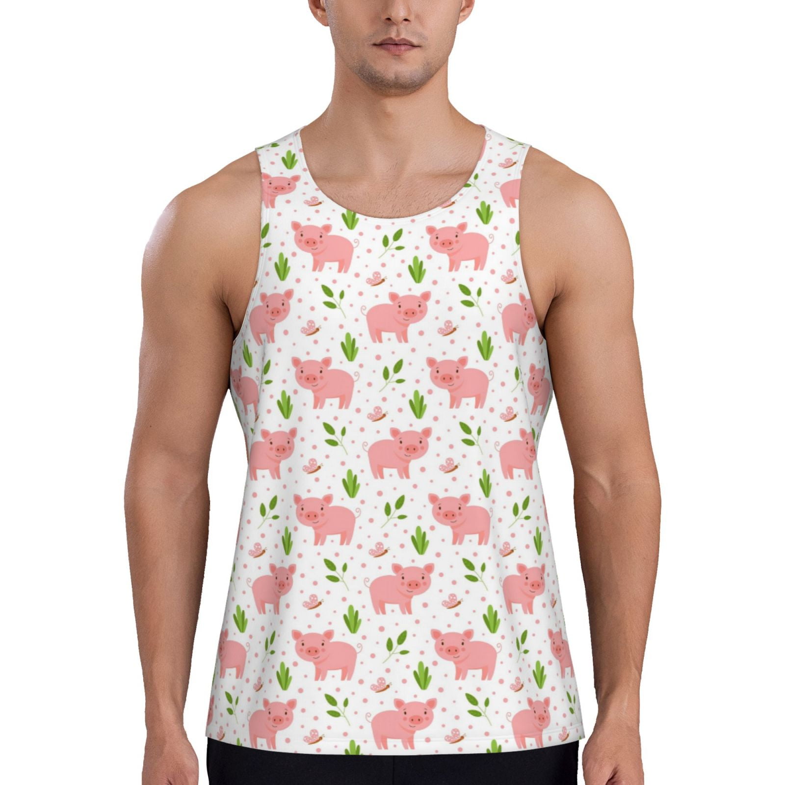 Fuzoiu Funny Little Pigs Print Men's Workout Tank Tops,Sleeveless Gym ...
