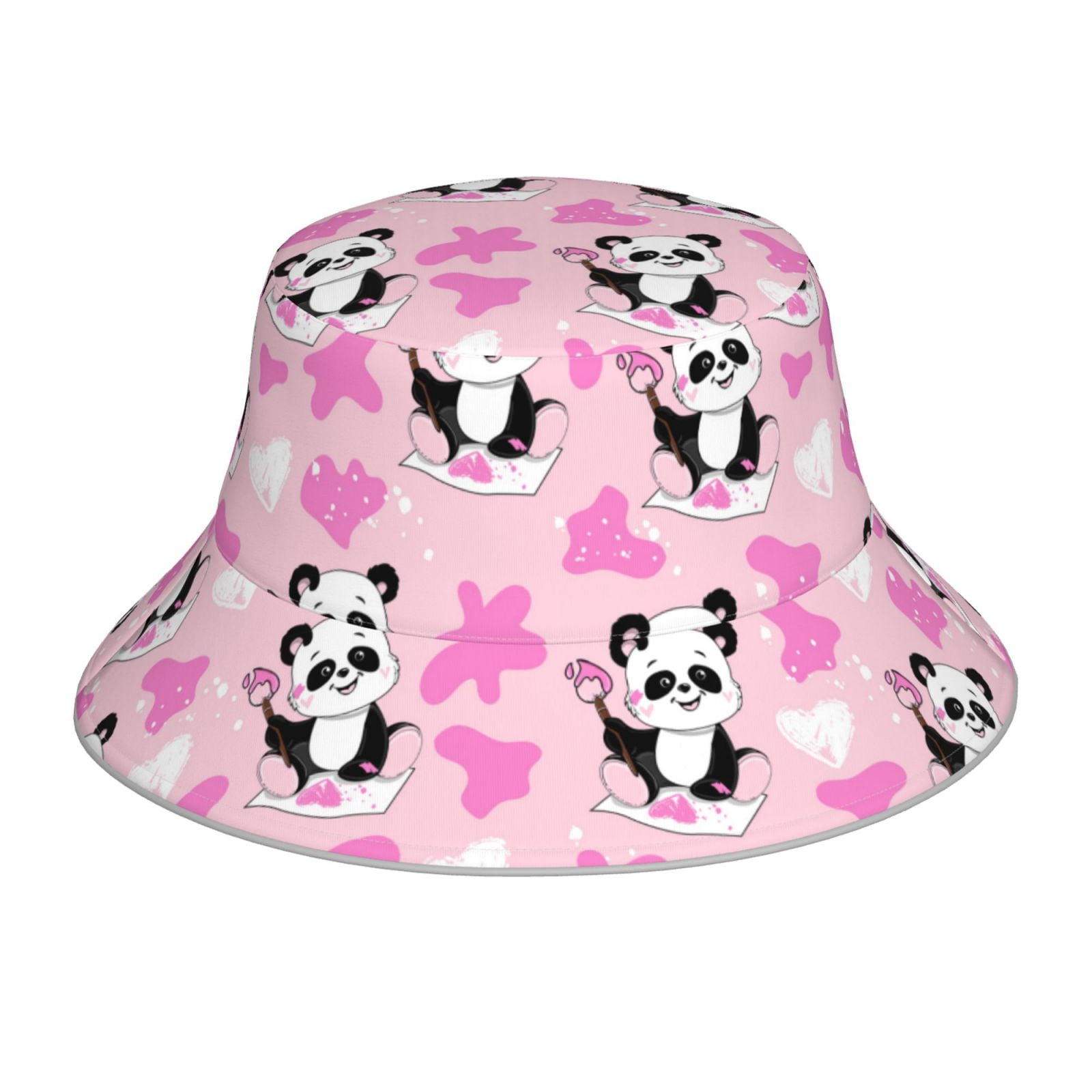 Fuzoiu Funny Panda Draws A Heart Print Reflective Bucket Hat,Outdoor ...