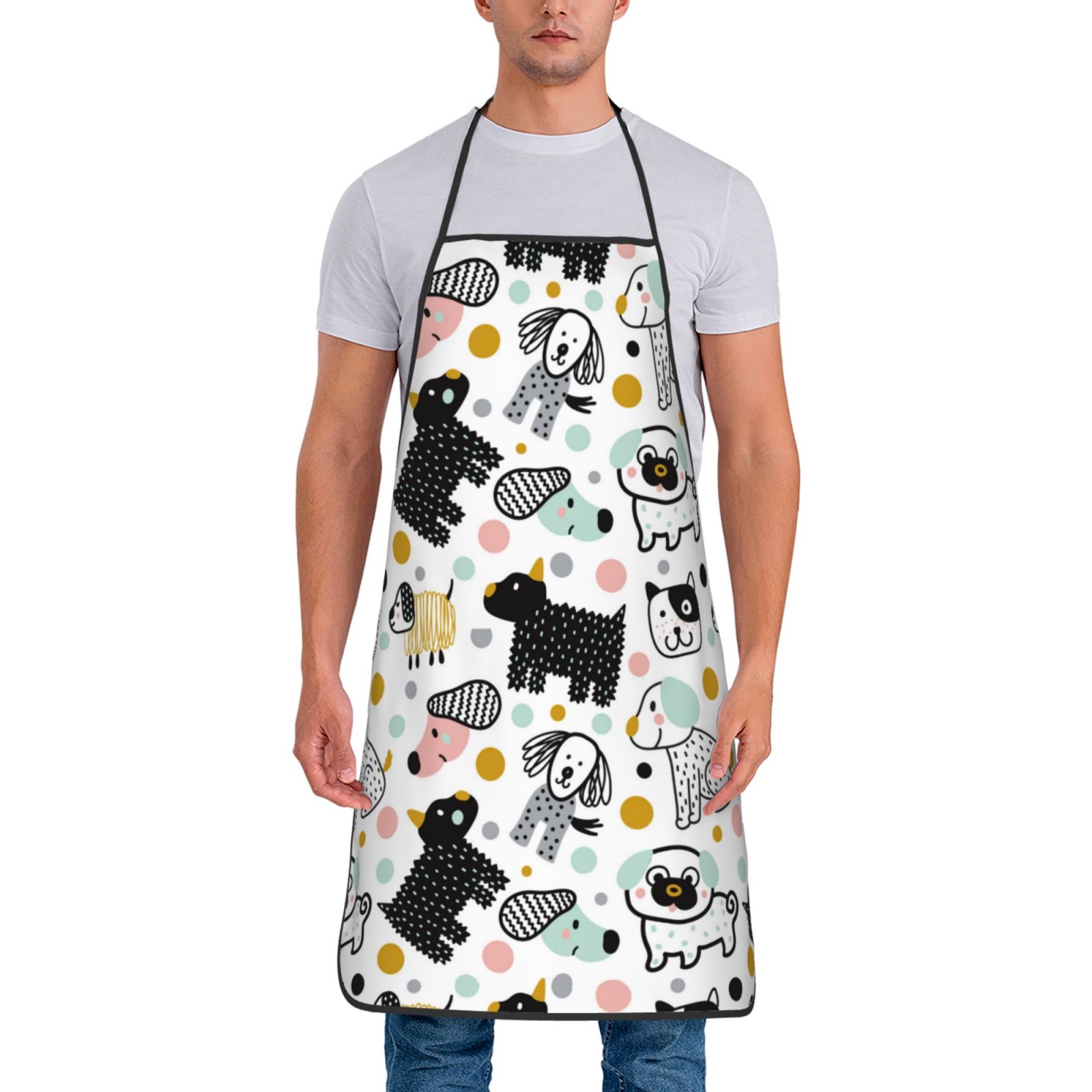 Fuzoiu Funny Puppy Print Waterproof Apron, Kitchen Apron for Women Men ...