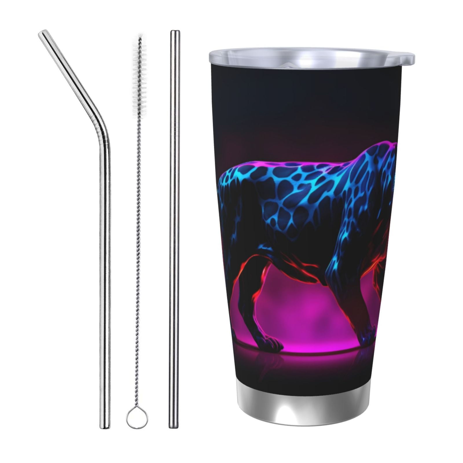 Fuzoiu Futuristic Purple Panther A、 Print 20oz Tumbler, Stainless Steel ...