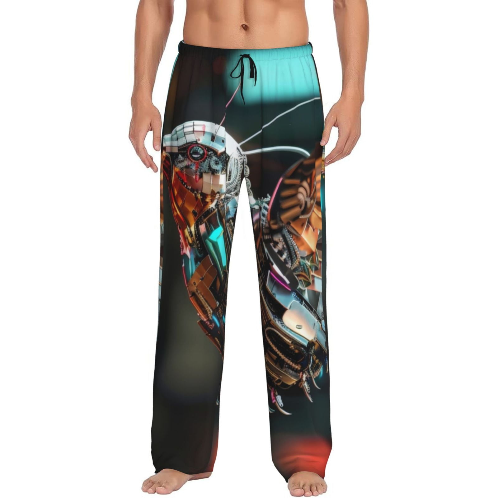 Fuzoiu Futuristic Robot Hummingbird Print Men's Pajama Pants,Lounge ...