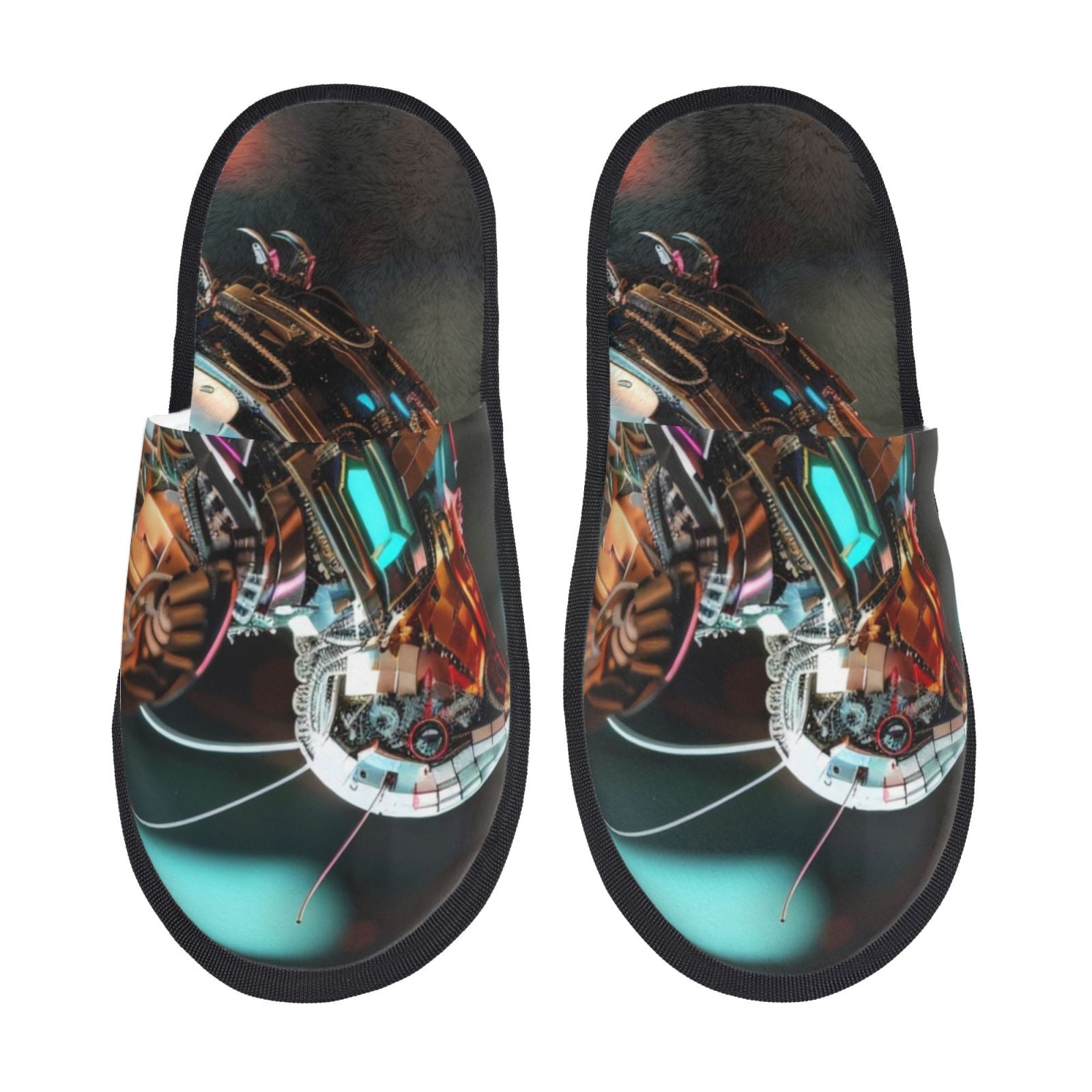 Fuzoiu Futuristic Robot Hummingbird Print Unisex Furry Slippers,Plush ...
