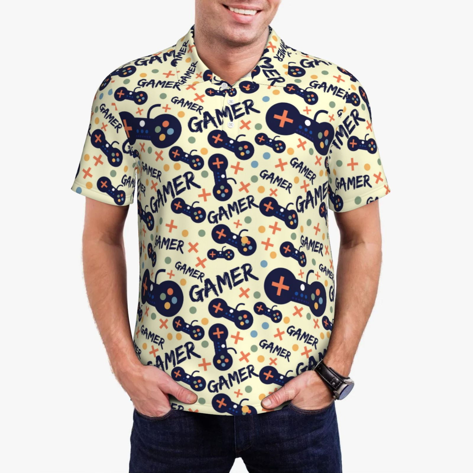 Fuzoiu Game Controller Print Men's Polo Shirts Short Sleeve,Golf Shirts ...