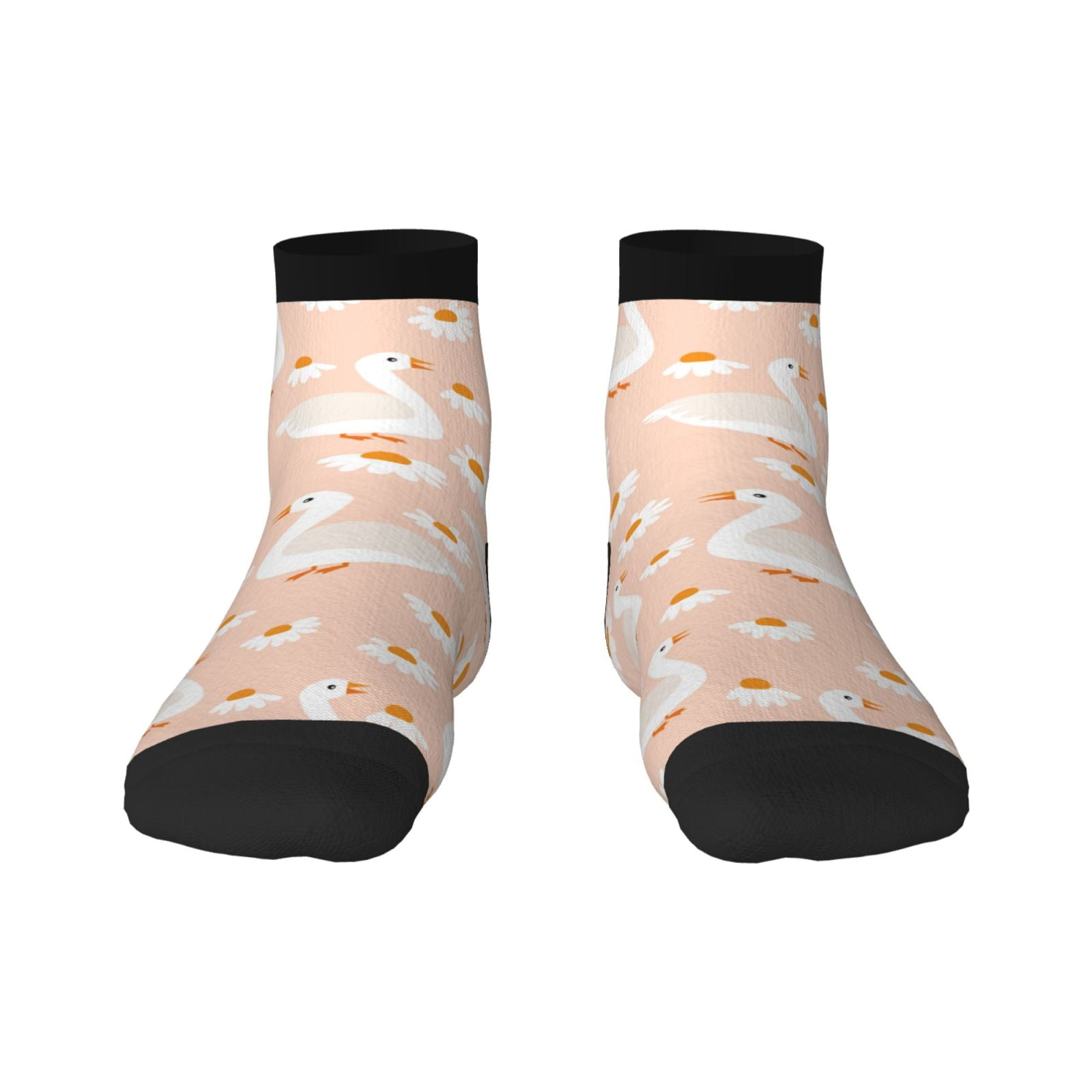 Fuzoiu Geese and Flower Print Adult Socks, Crew Moisture-wicking Socks ...