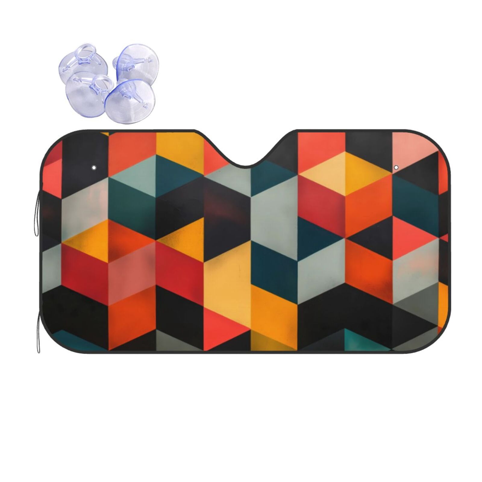 Fuzoiu Geometric Cube Pattern Art Print Car Windshield Sun Shade,Block ...