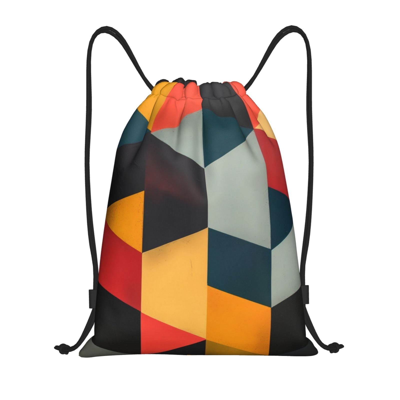 Fuzoiu Geometric Cube Pattern Art Print Drawstring Backpack for Gym ...