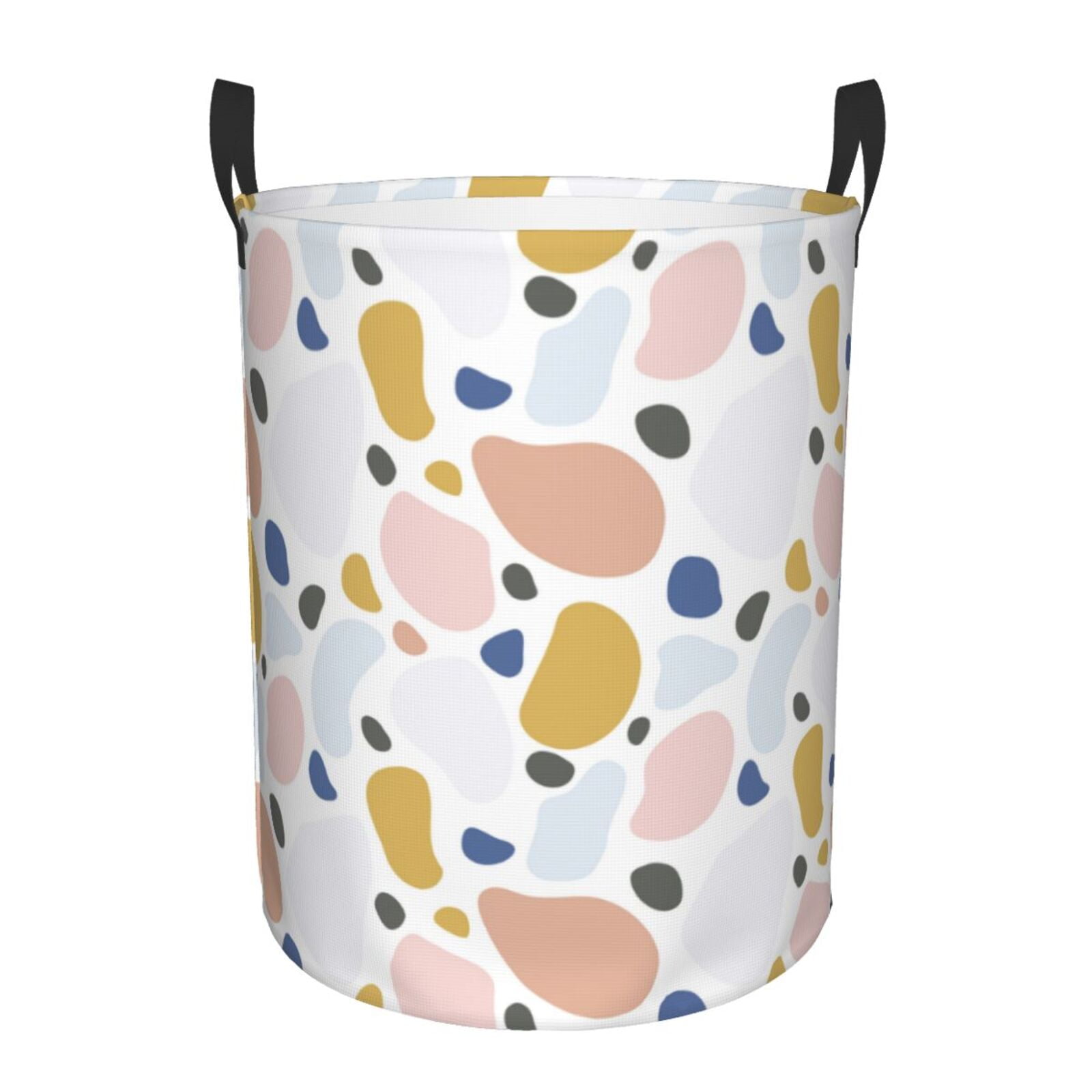 Fuzoiu Geometric Spots Print Circular Hamper,Laundry Basket with Handle ...