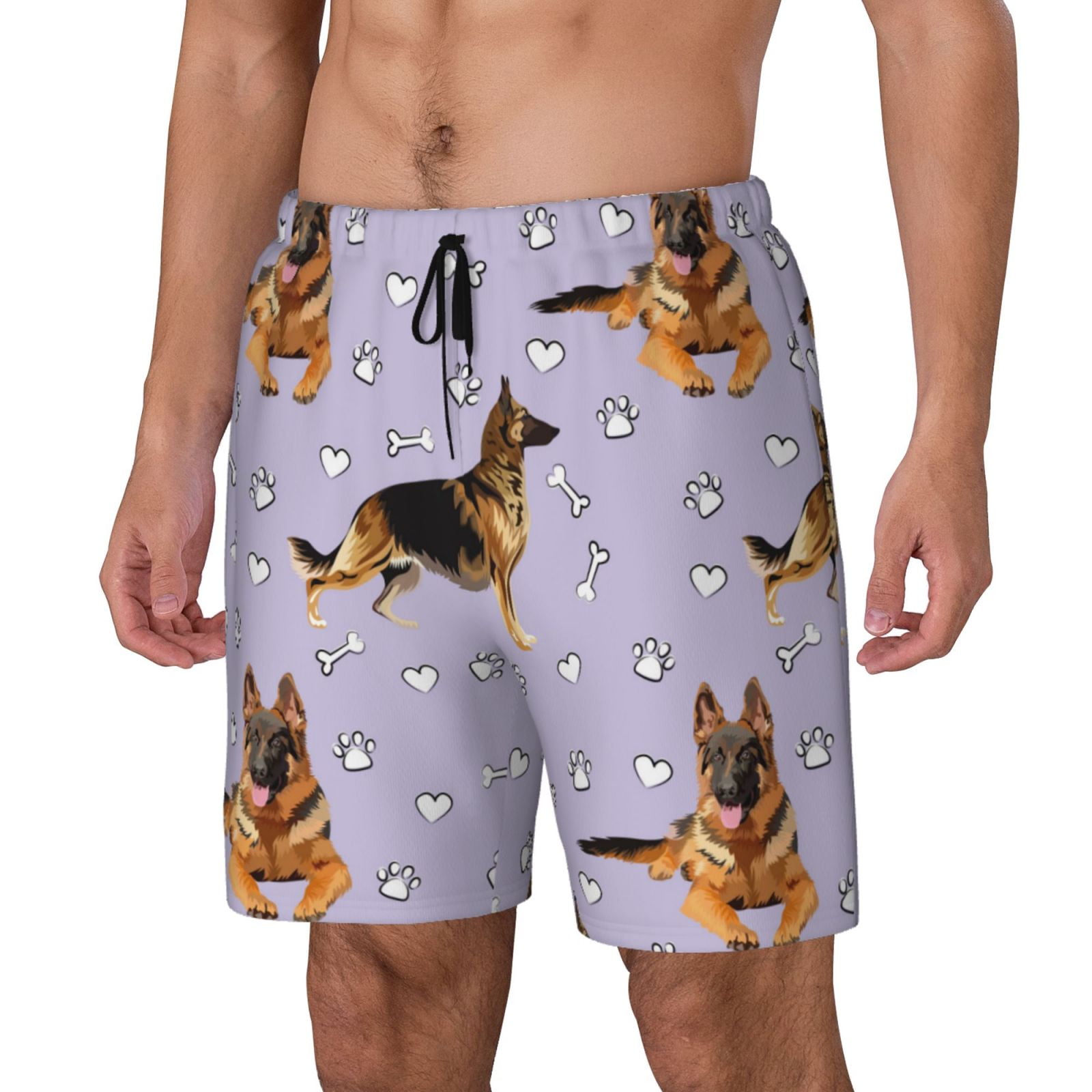 Fuzoiu German Shepherd Dog Print Men's Swim Shorts,Quick-Dry Double ...