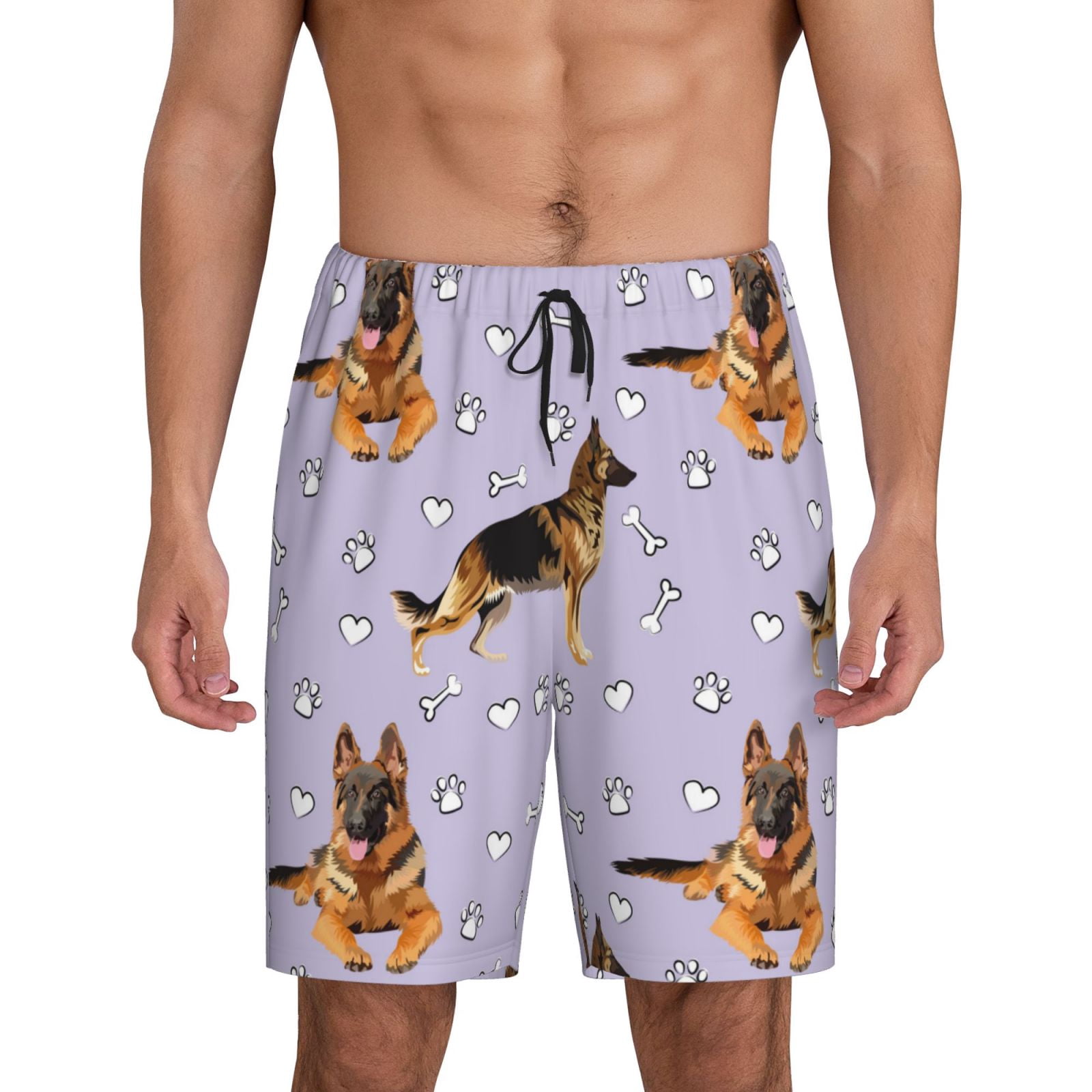 Fuzoiu German Shepherd Dog Print Pajama Shorts for Men, Men's Pajama ...