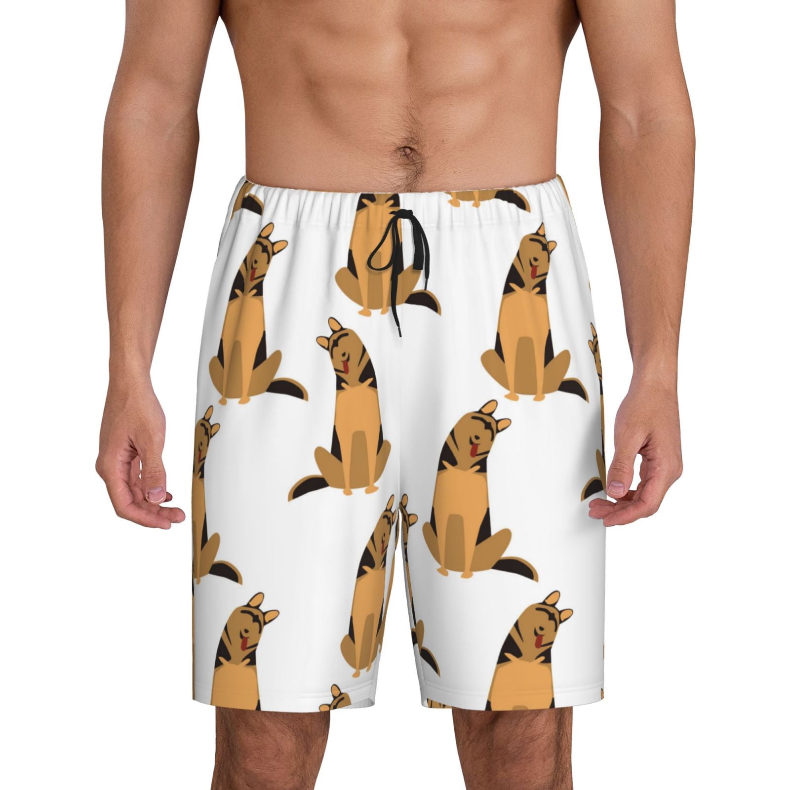 Fuzoiu German Shepherd Dog Print Pajama Shorts for Men, Men's Pajama ...