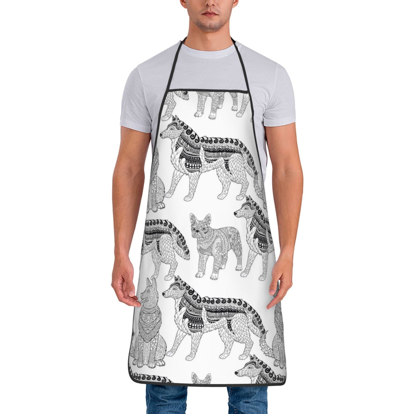 Fuzoiu German Shepherd Dog Print Waterproof Apron, Kitchen Apron for ...