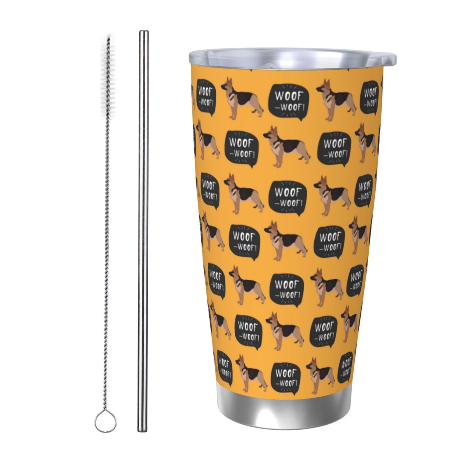 Fuzoiu German Shepherd Woof Print 20oz Tumbler, Stainless Steel Vacuum ...