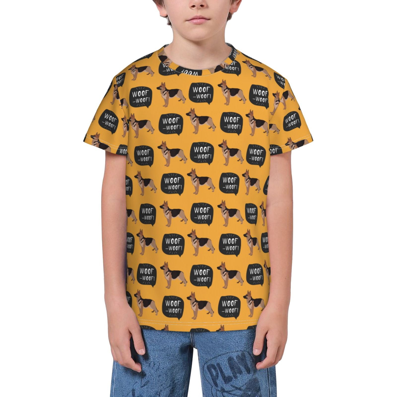 Fuzoiu German Shepherd Woof Print Youth Short Sleeve T-Shirt,Youth Dry ...