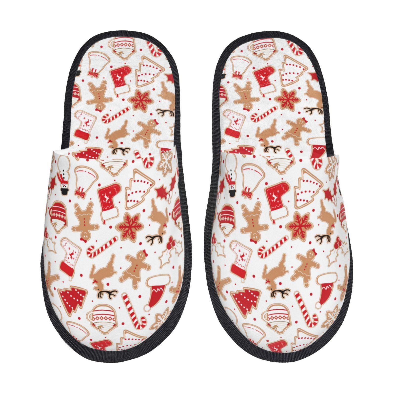 Fuzoiu Gingerbread Holiday Sweets Print Unisex Furry Slippers,Plush ...
