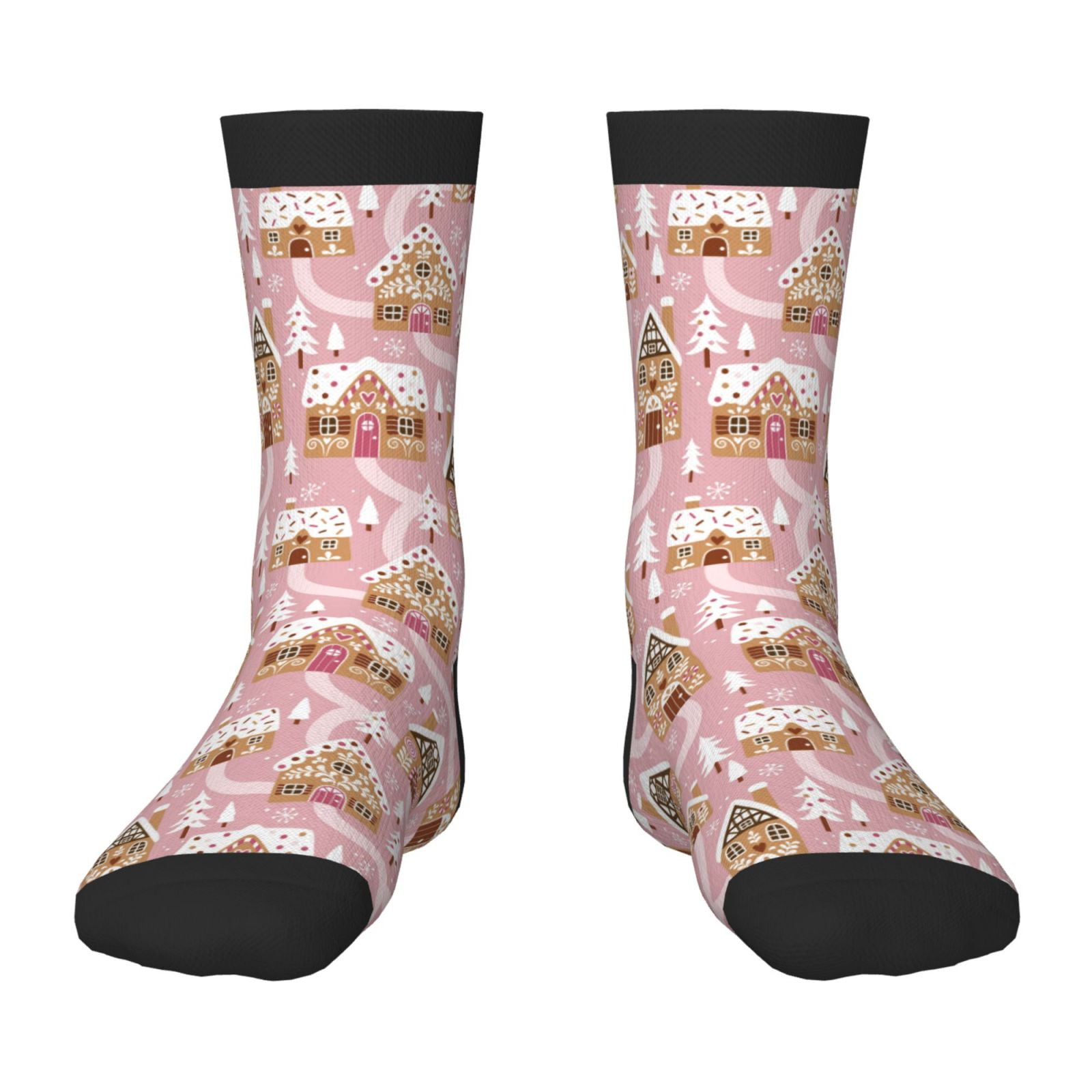 Fuzoiu Gingerbread Houses Pink Wonderland Print Kids Socks For Boys ...