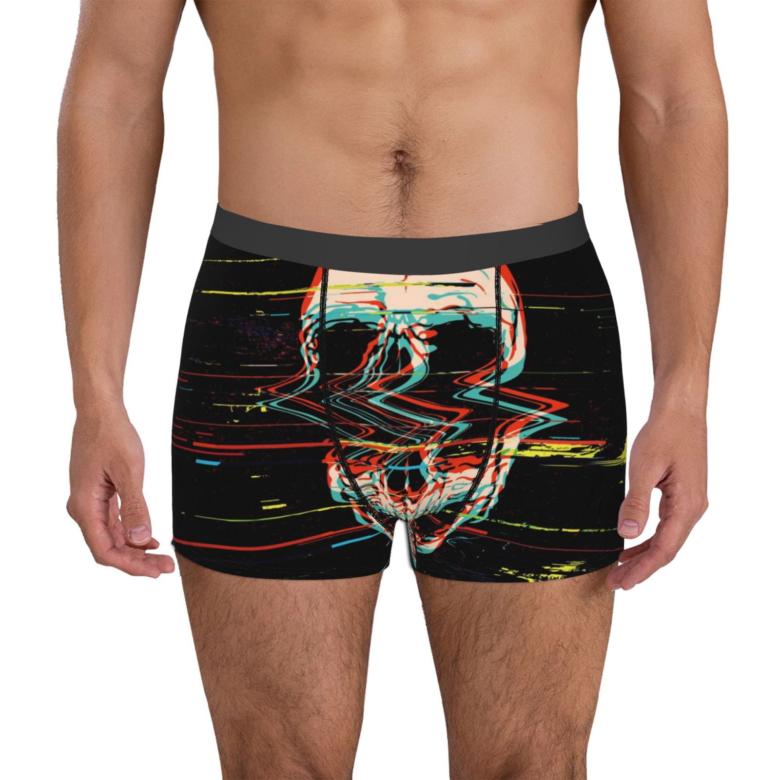 Fuzoiu Glitch Screaming Skull Print Men's Ultra Breathable Underwear,No ...