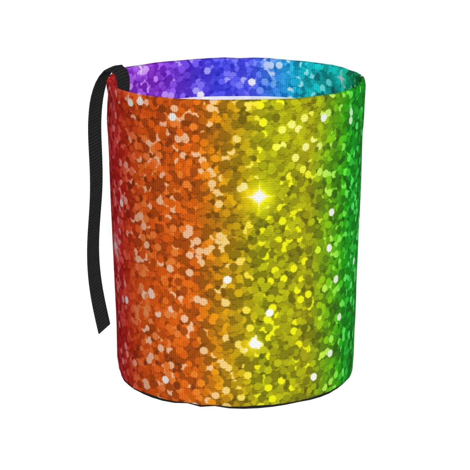 Fuzoiu Glitter Rainbow Print Car Trash Can,Leakproof Car Trash Can ...