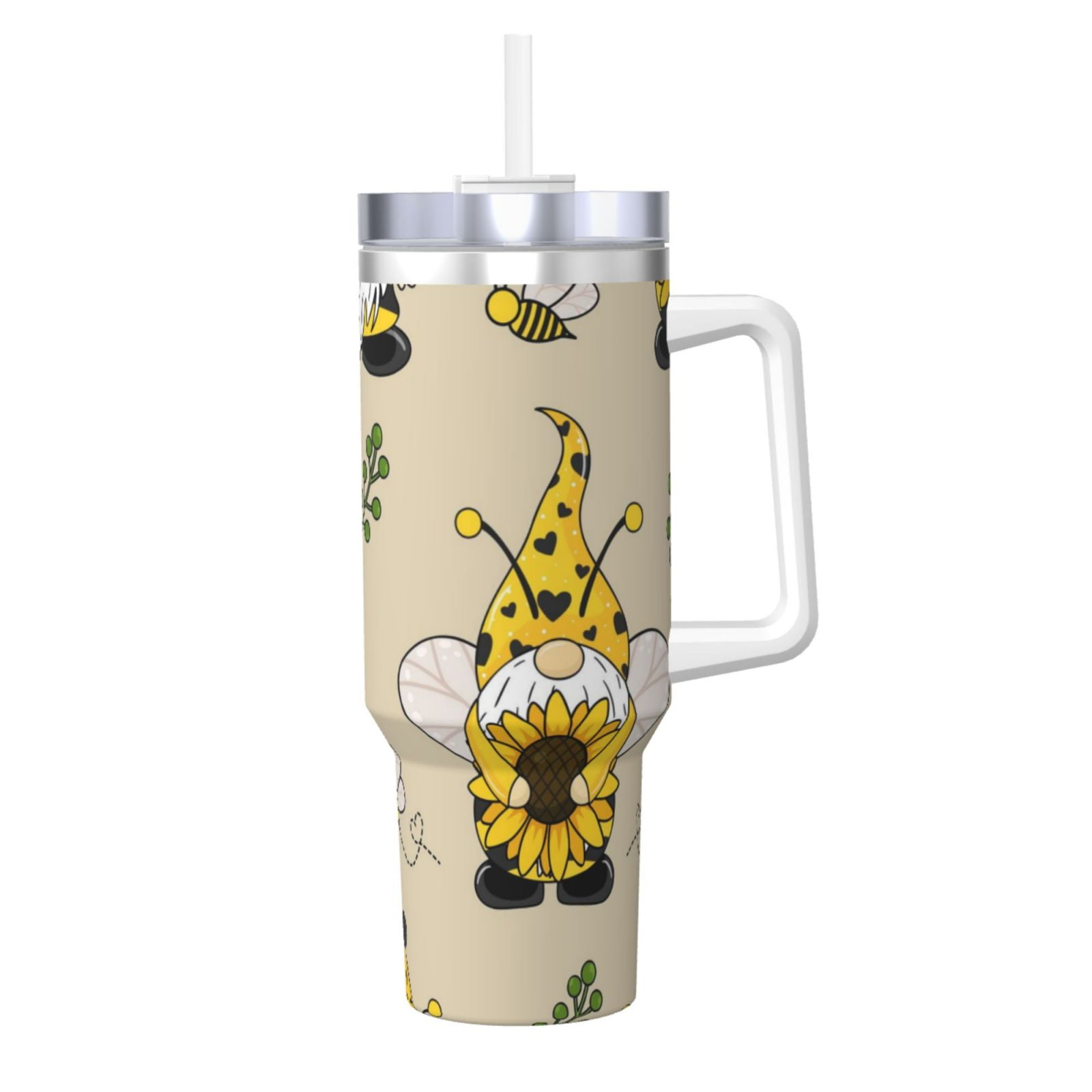 Fuzoiu Gnomes Bees And Sunflowers Print 40OZ Ice Bully Stainless Steel ...