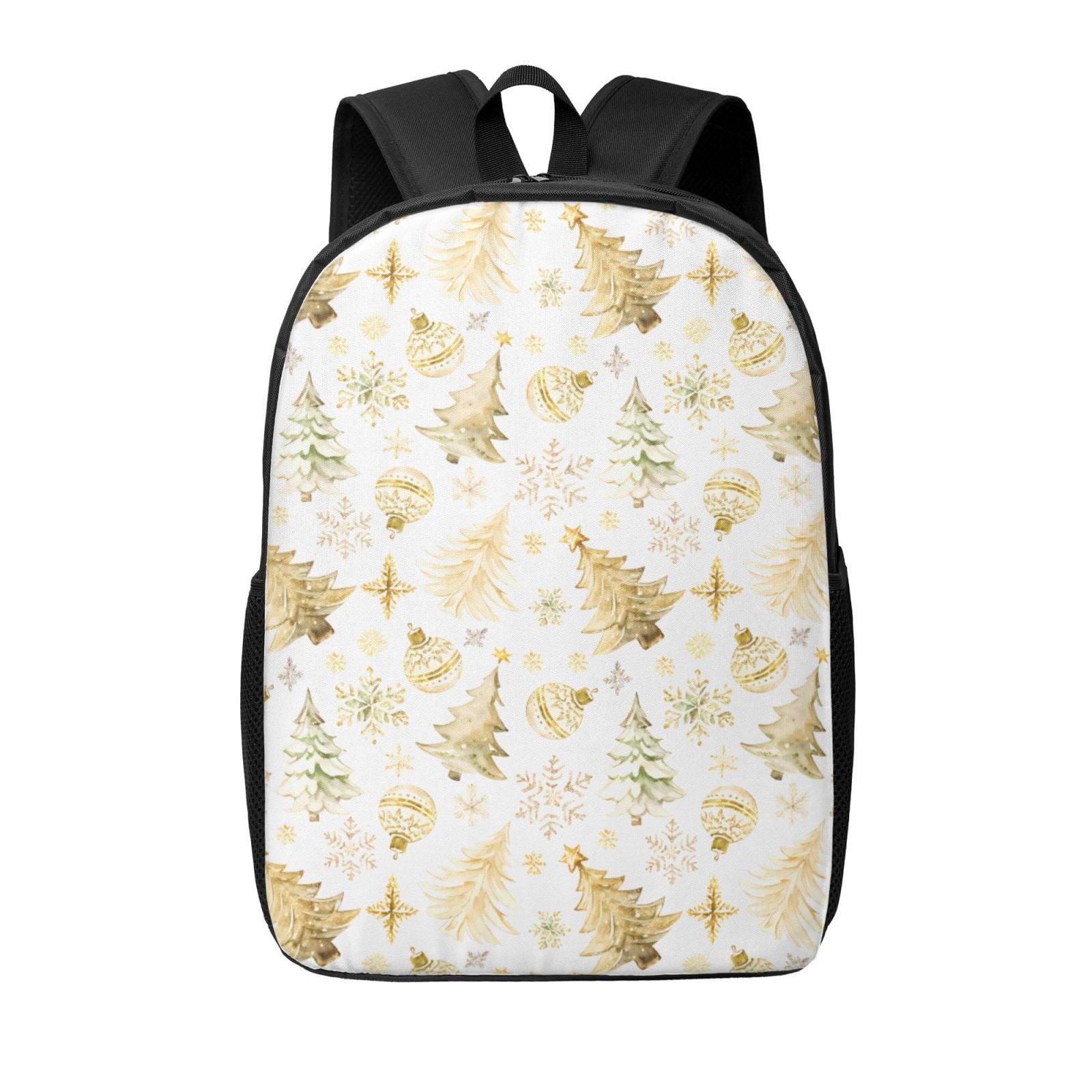 Fuzoiu Gold Christmas Tree Print 17in Student Backpack,School Backpack ...