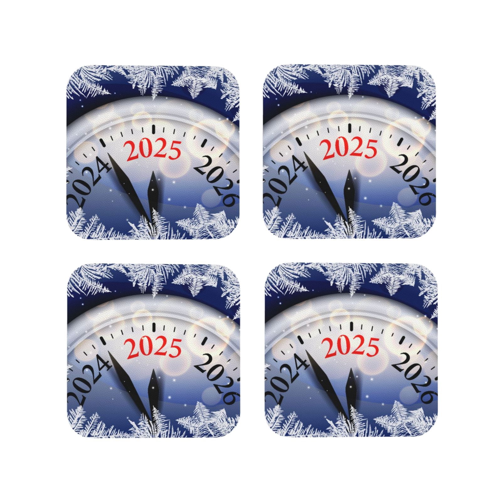 Fuzoiu Gold Glitter Shining In Light With 2025 Print Leather Coasters ...