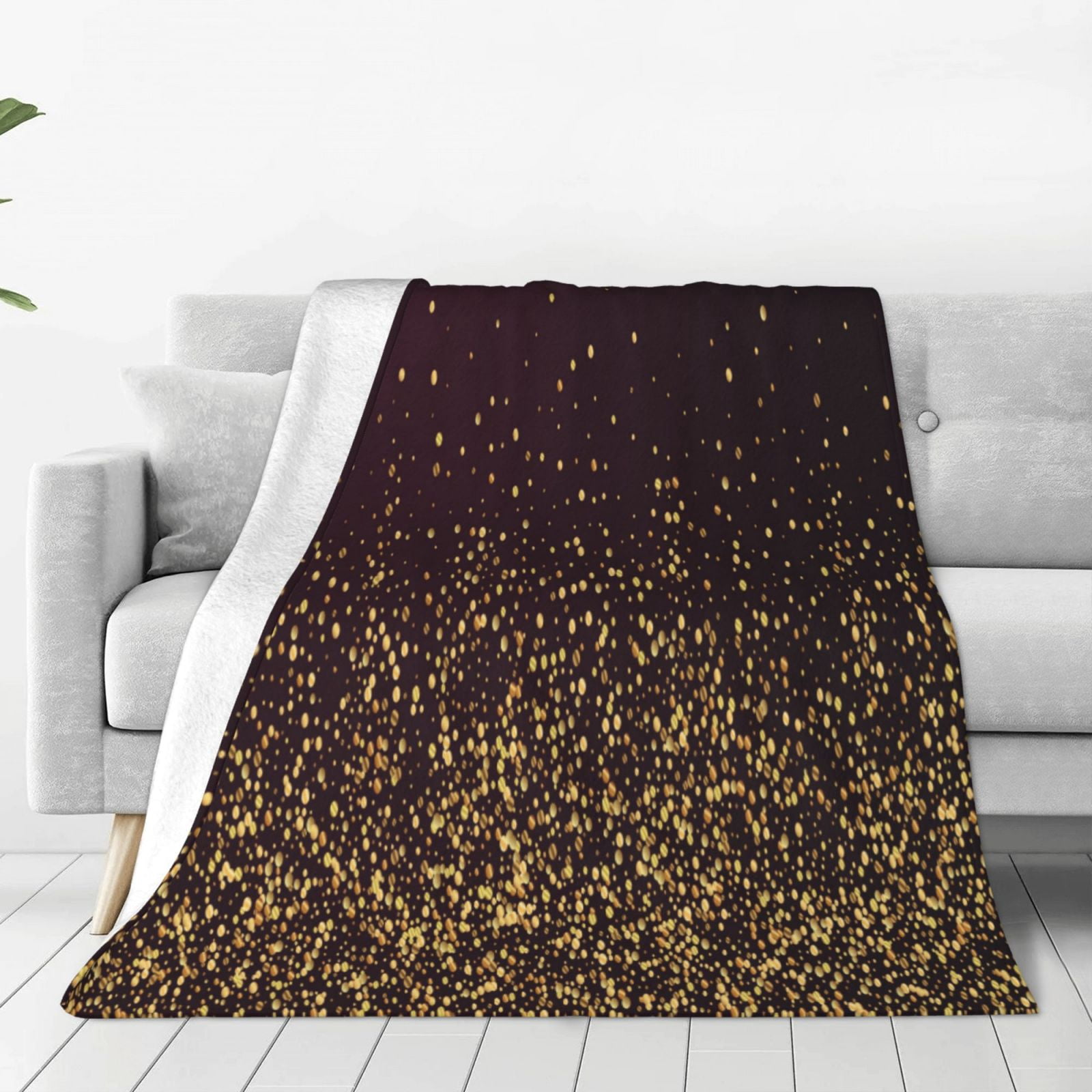 Fuzoiu Gold sparklin Print Ultra-Soft Micro Fleece Blanket,All Seasons ...