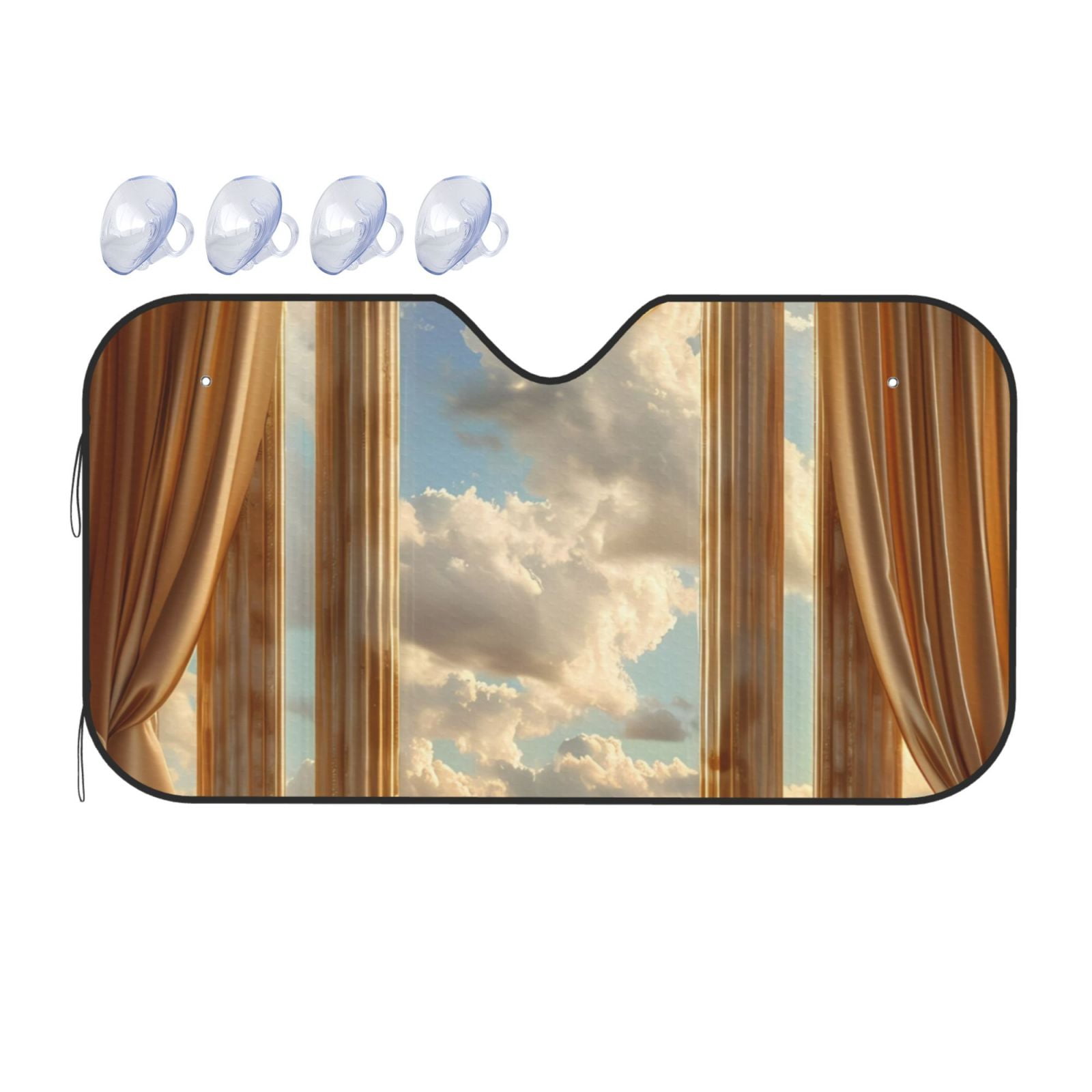 Fuzoiu Golden Drapes Pillars Clouds Print Car Windshield Sunshade ...