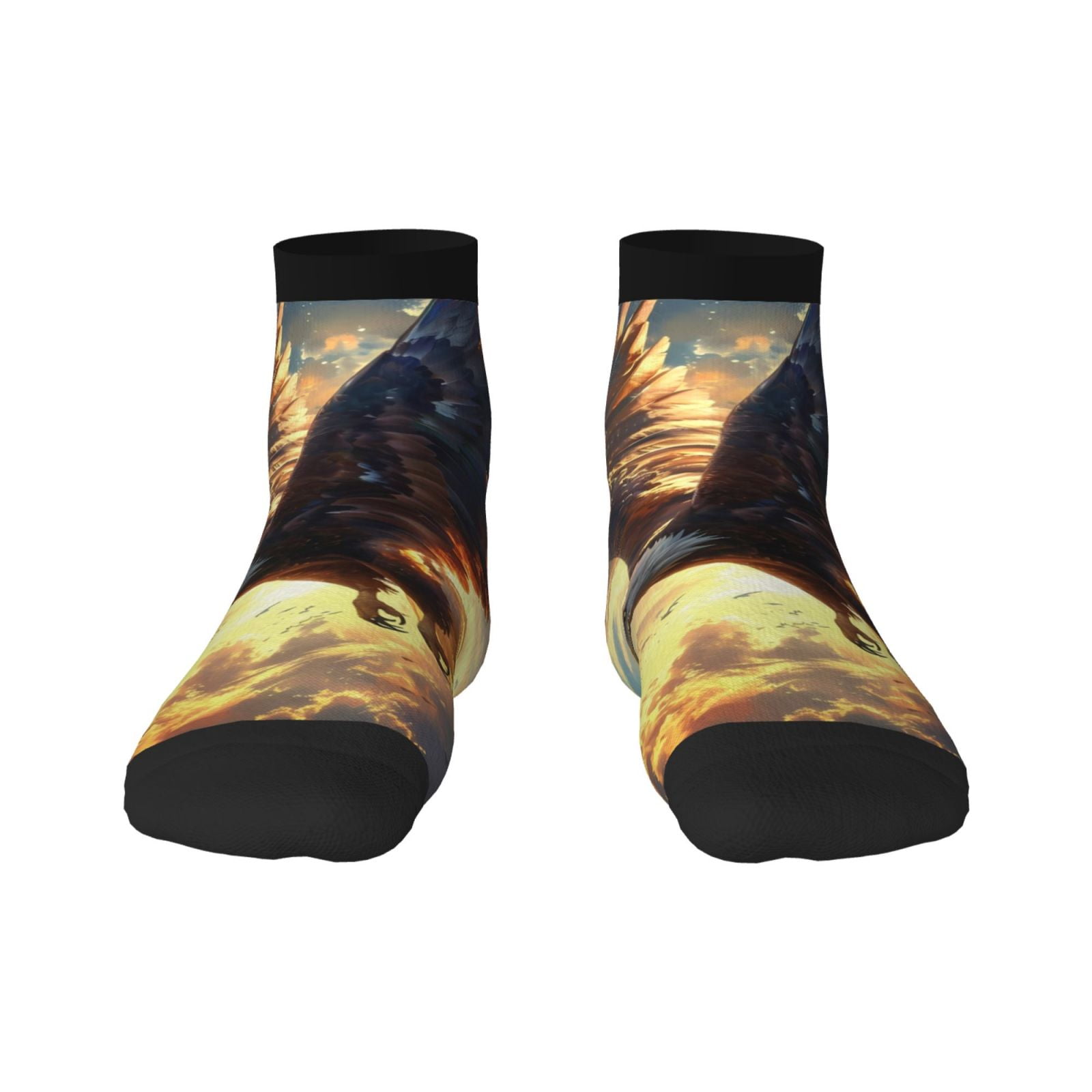 Fuzoiu Golden Sky Bald Eagle Print Adult Socks, Crew Moisture-wicking ...