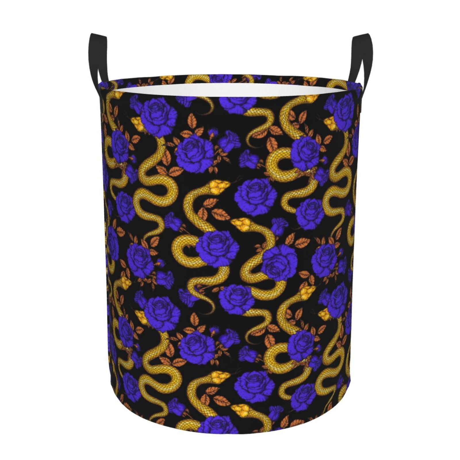 Fuzoiu Golden Snake And Purple Rose Print Circular Hamper,Laundry ... Fuzoiu Golden Snake And Purple Rose Print Circular Hamper,Laundry ...