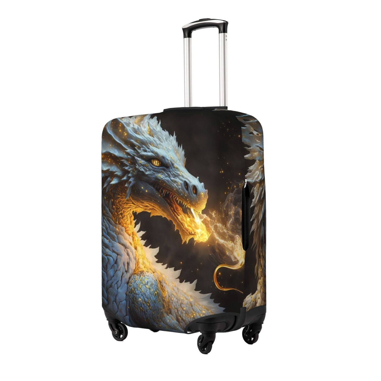 Fuzoiu Golden White Fire Dragon Print Suitcase Cover,Washable Luggage ...