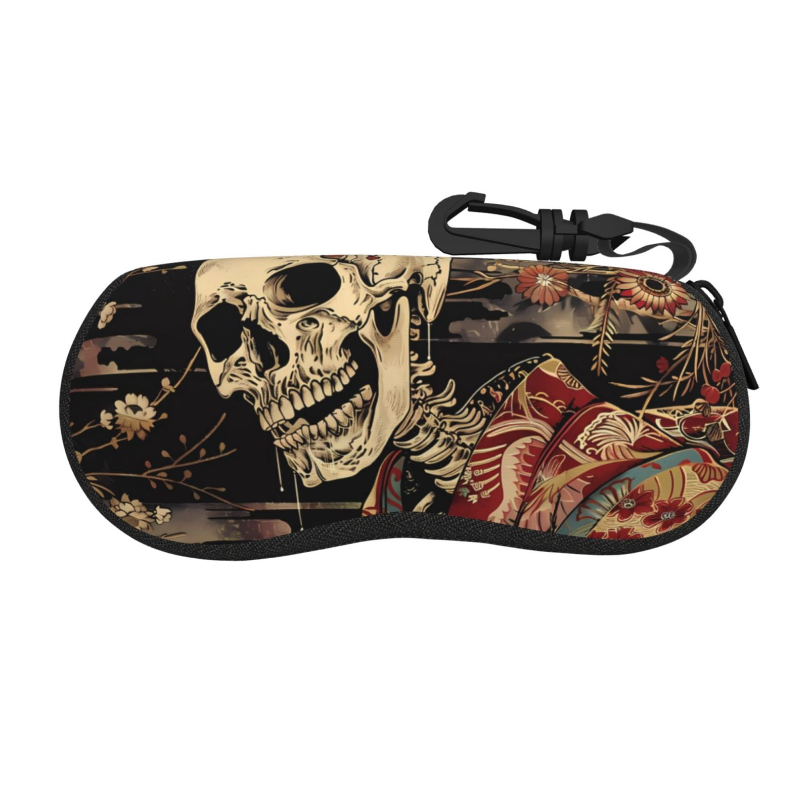 Fuzoiu Gothic Eastern Floral Skull Print Neoprene Eyeglass Case ...