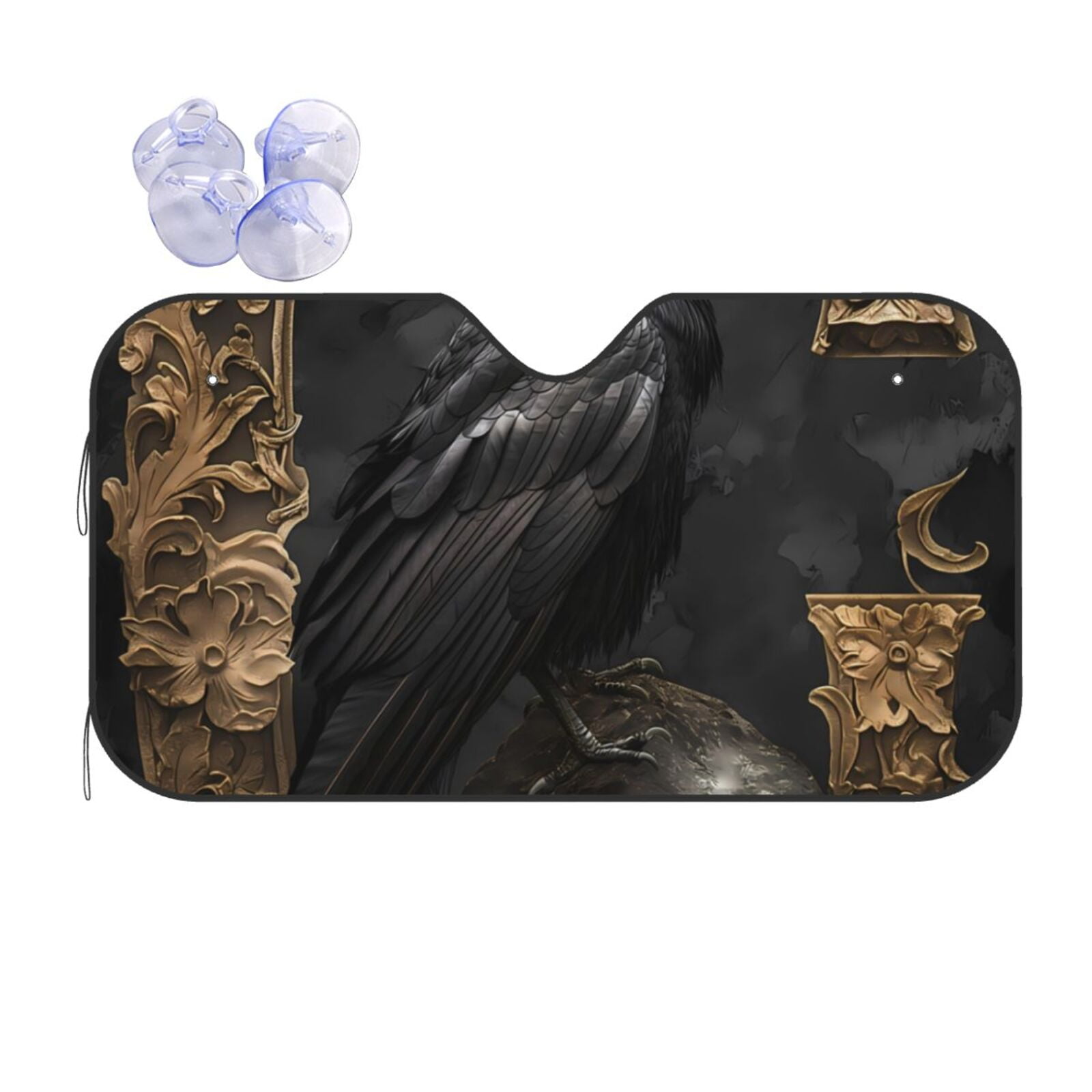 Fuzoiu Gothic Raven Portrait Print Car Windshield Sun Shade,Block Uv ...