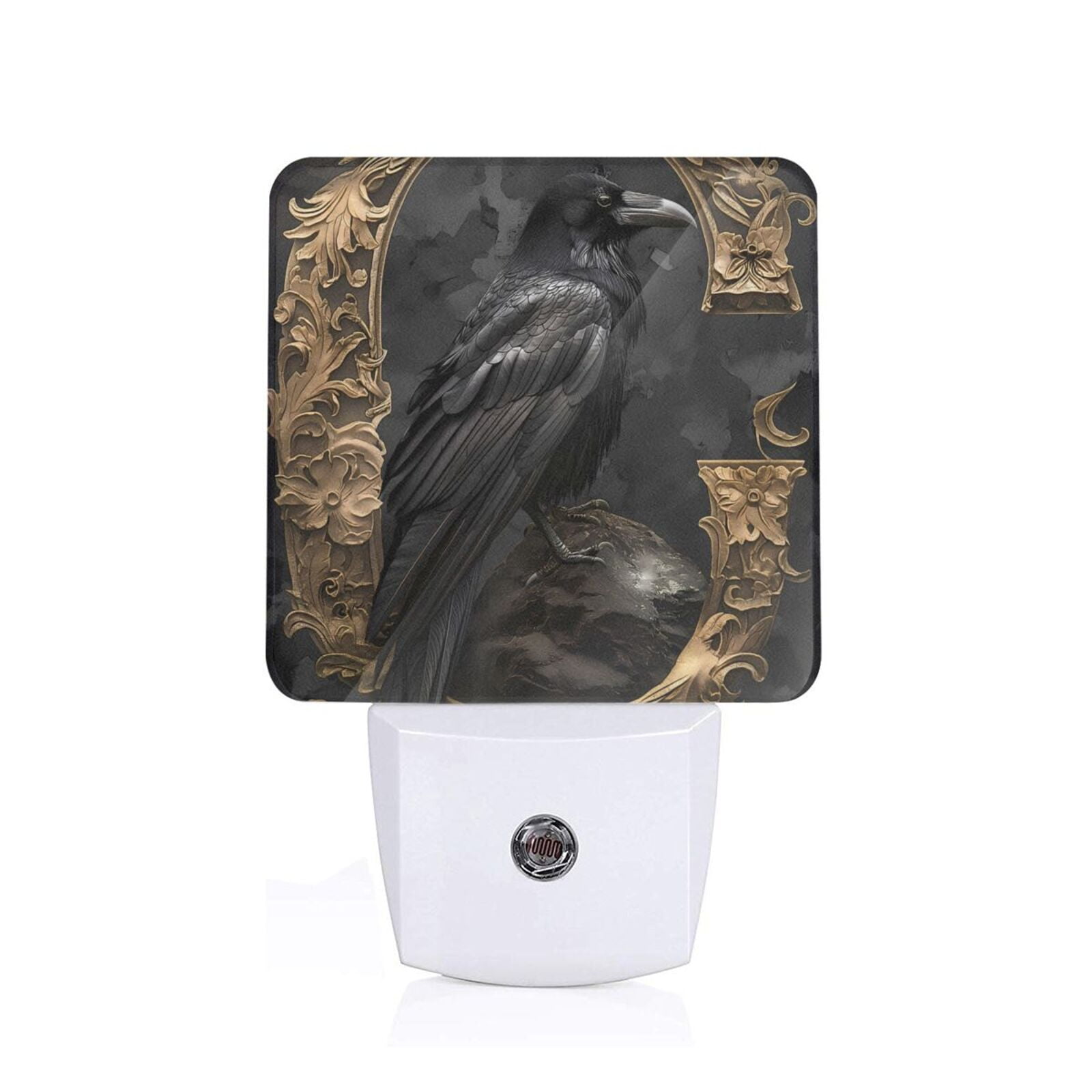 Fuzoiu Gothic Raven Portrait Print Dusk to Dawn LED Night Light with ...