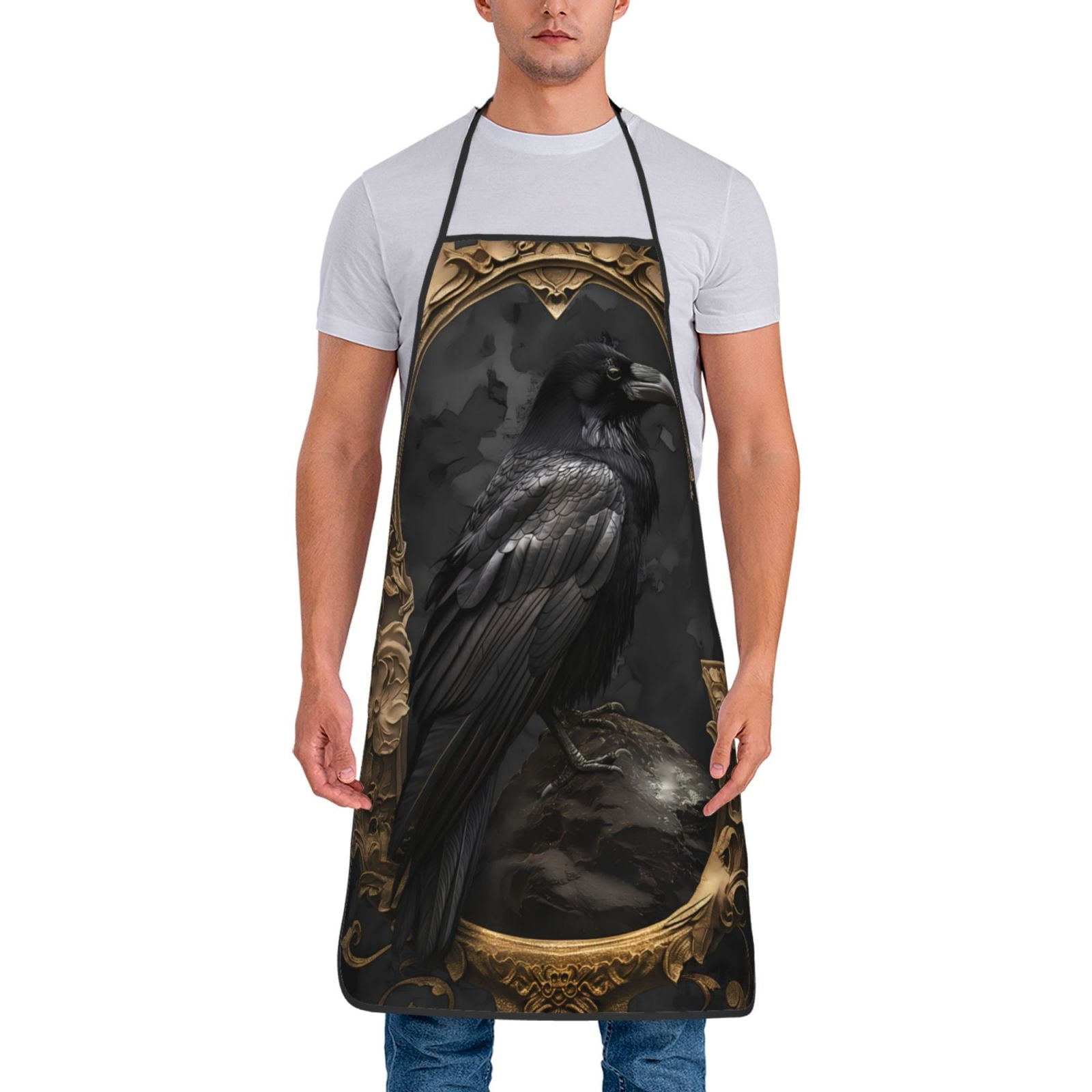 Fuzoiu Gothic Raven Portrait Print Waterproof Apron, Kitchen Apron for ...